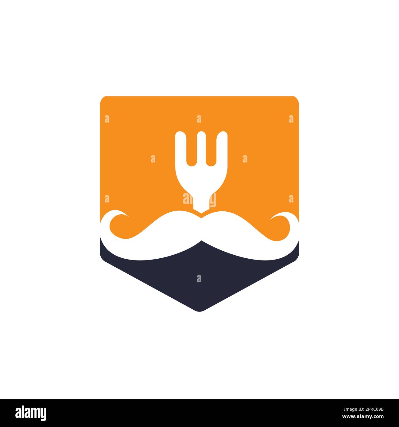 Food guru logo template design. illustration mustache with fork icon ...