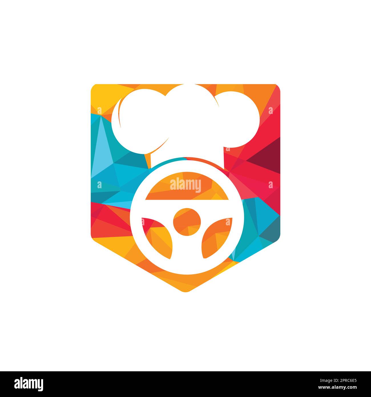 Food delivery catering vector logo design. Steering wheel and chef hat ...