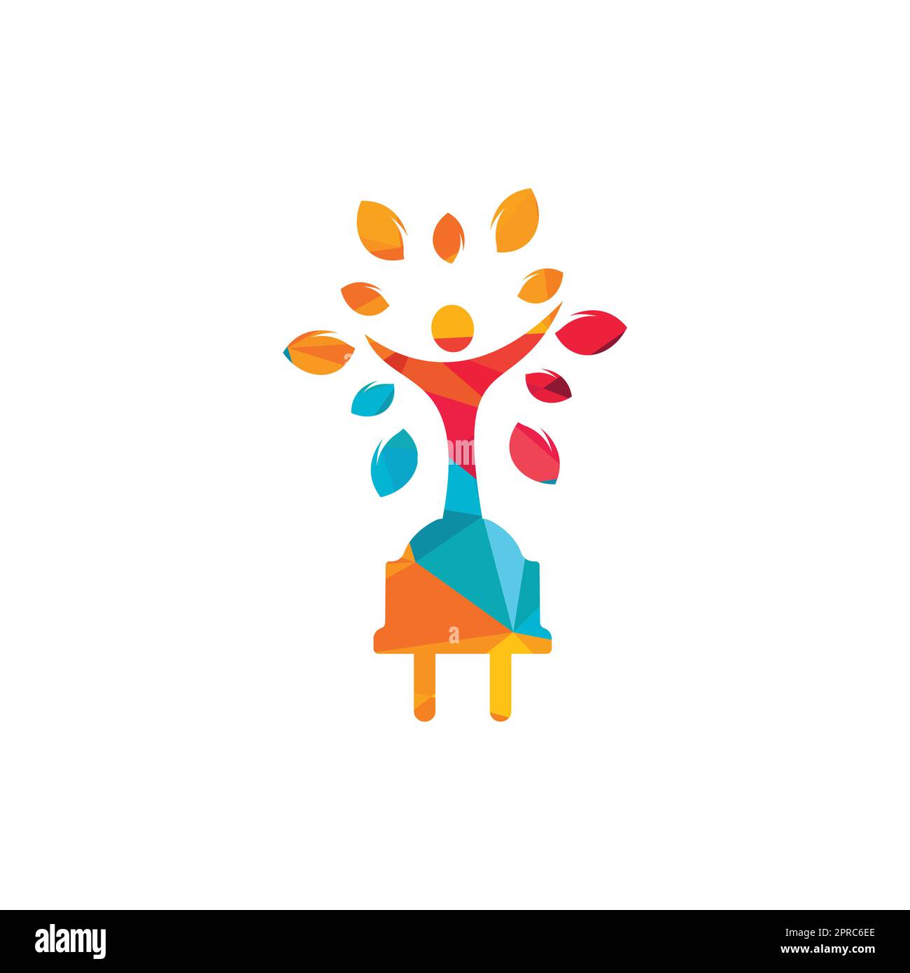 Electric cord and human tree vector logo design. Green energy ...