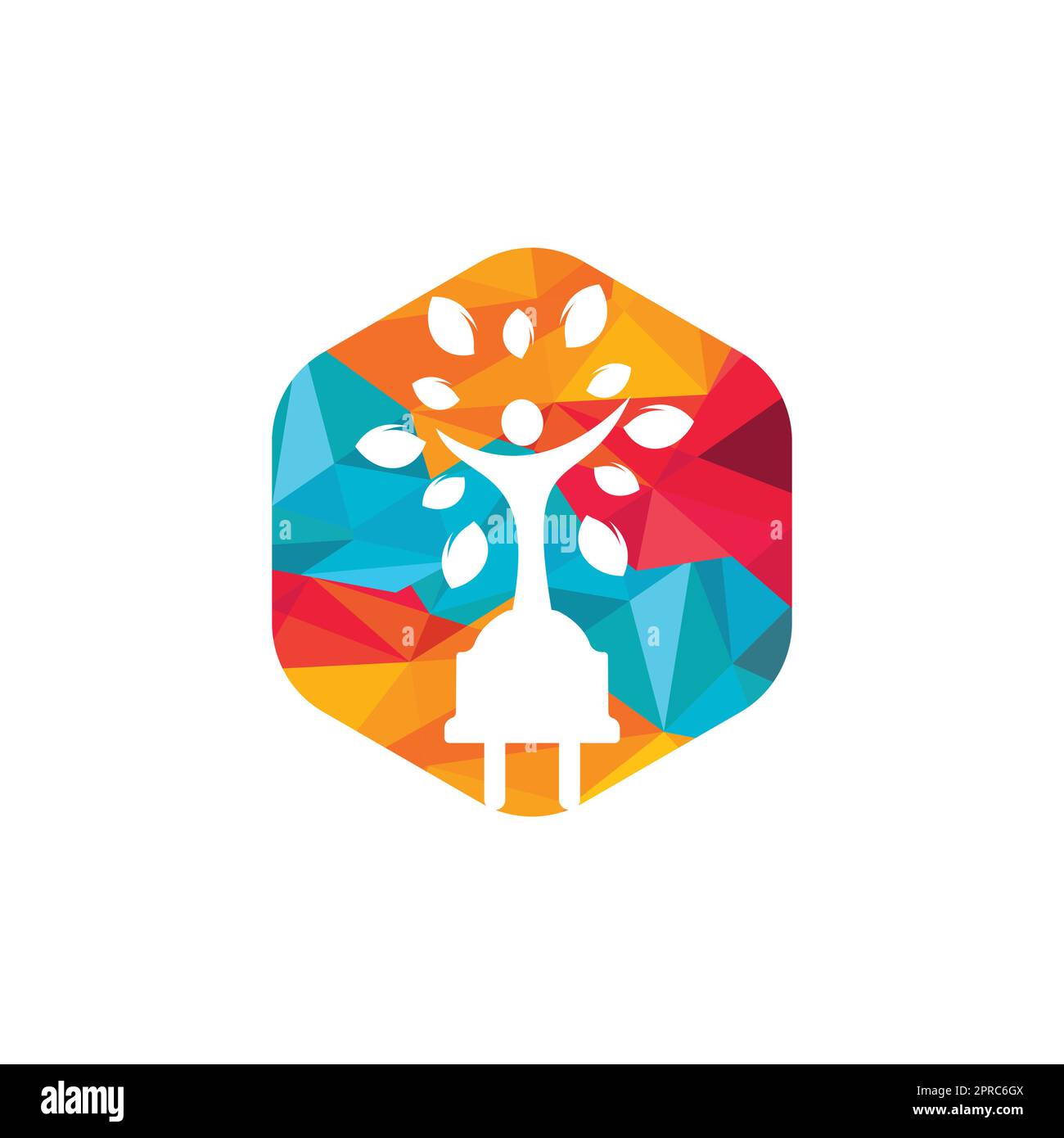 Electric cord and human tree vector logo design. Green energy ...