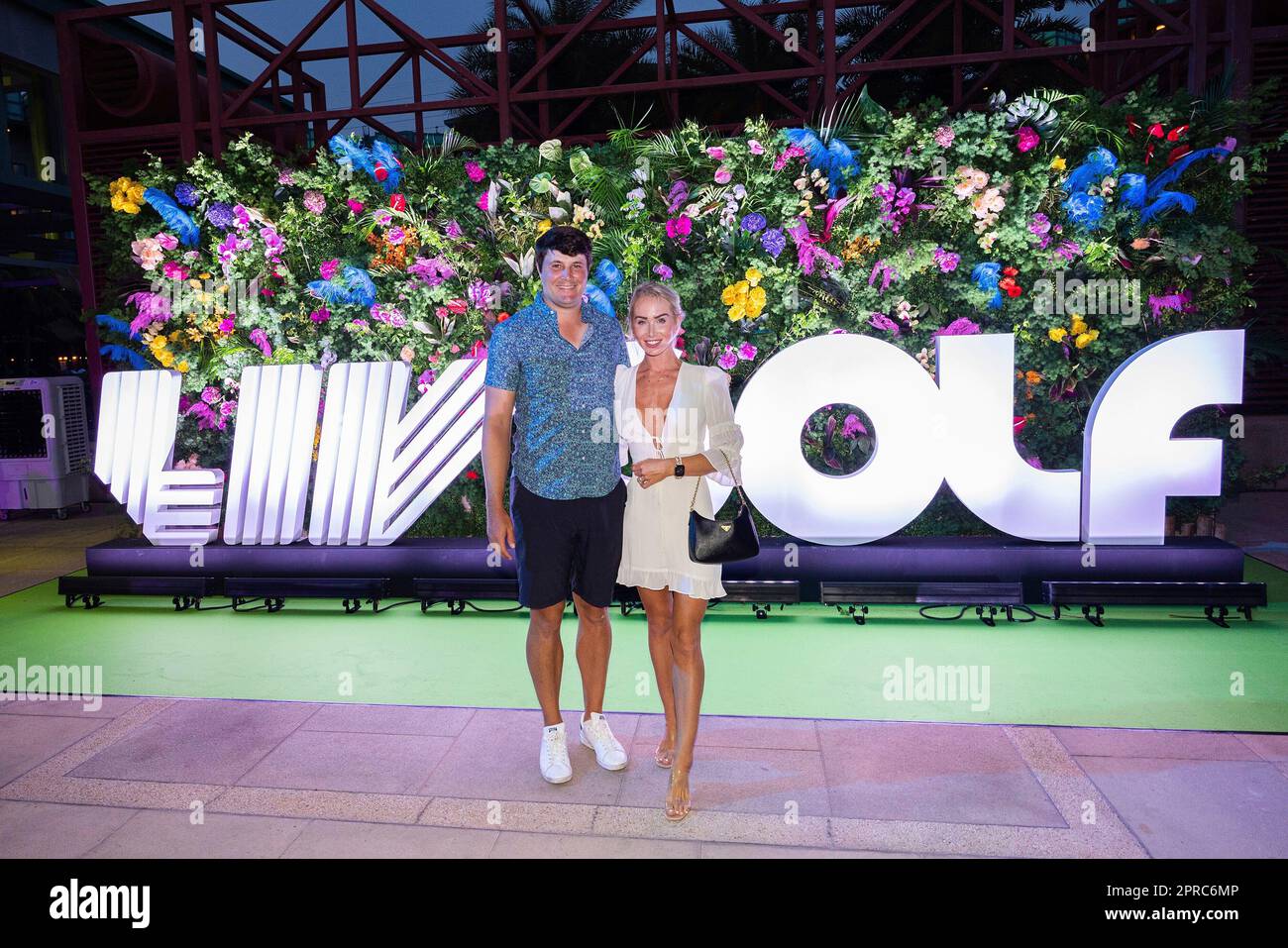 Peter Uihlein of 4Aces GC and his wife during the welcome party ahead ...