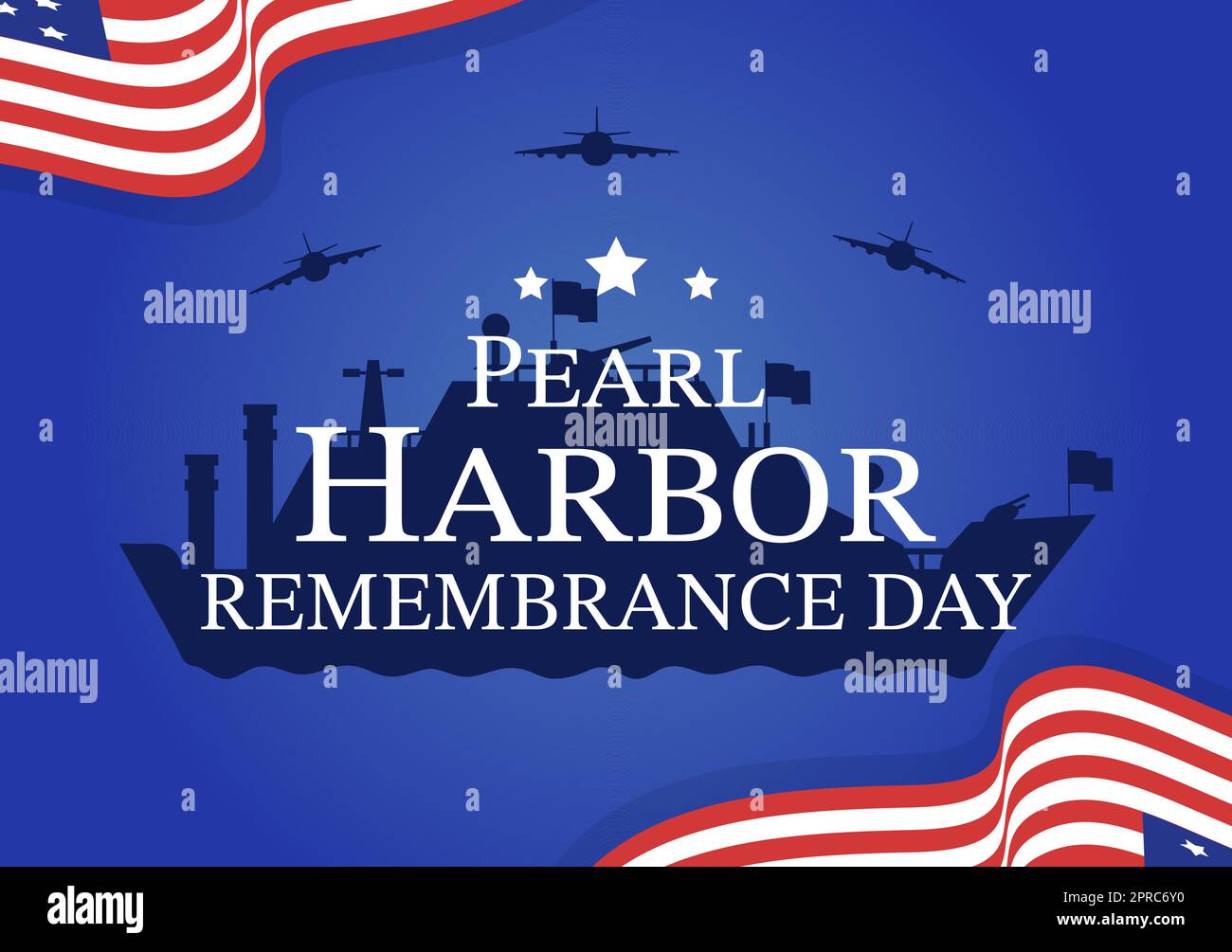 Happy Pearl Harbor Remembrance Day on December 7 Template Hand Drawn Cartoon Flat Illustration ...