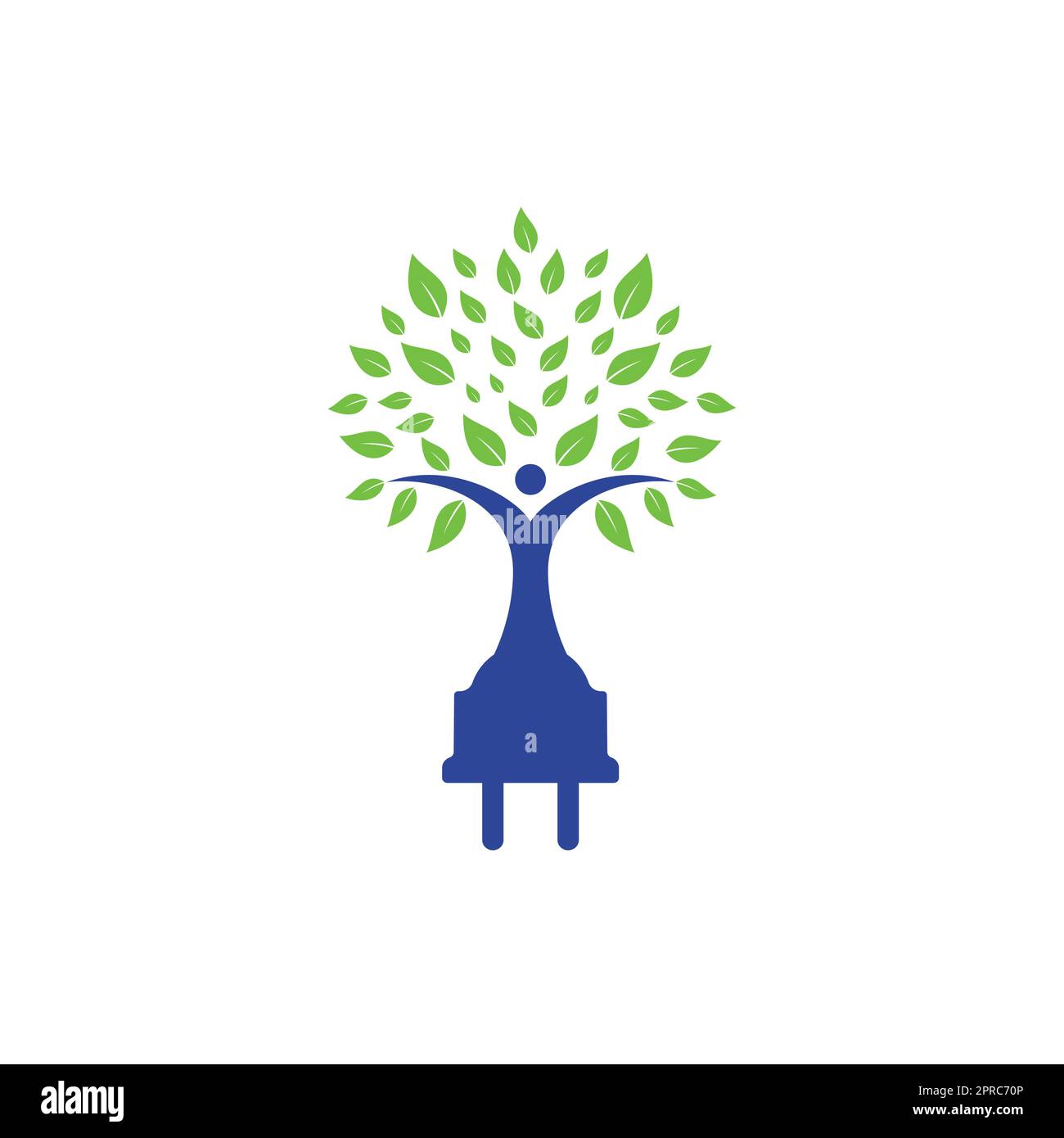 Electric cord and human tree vector logo design. Green energy ...