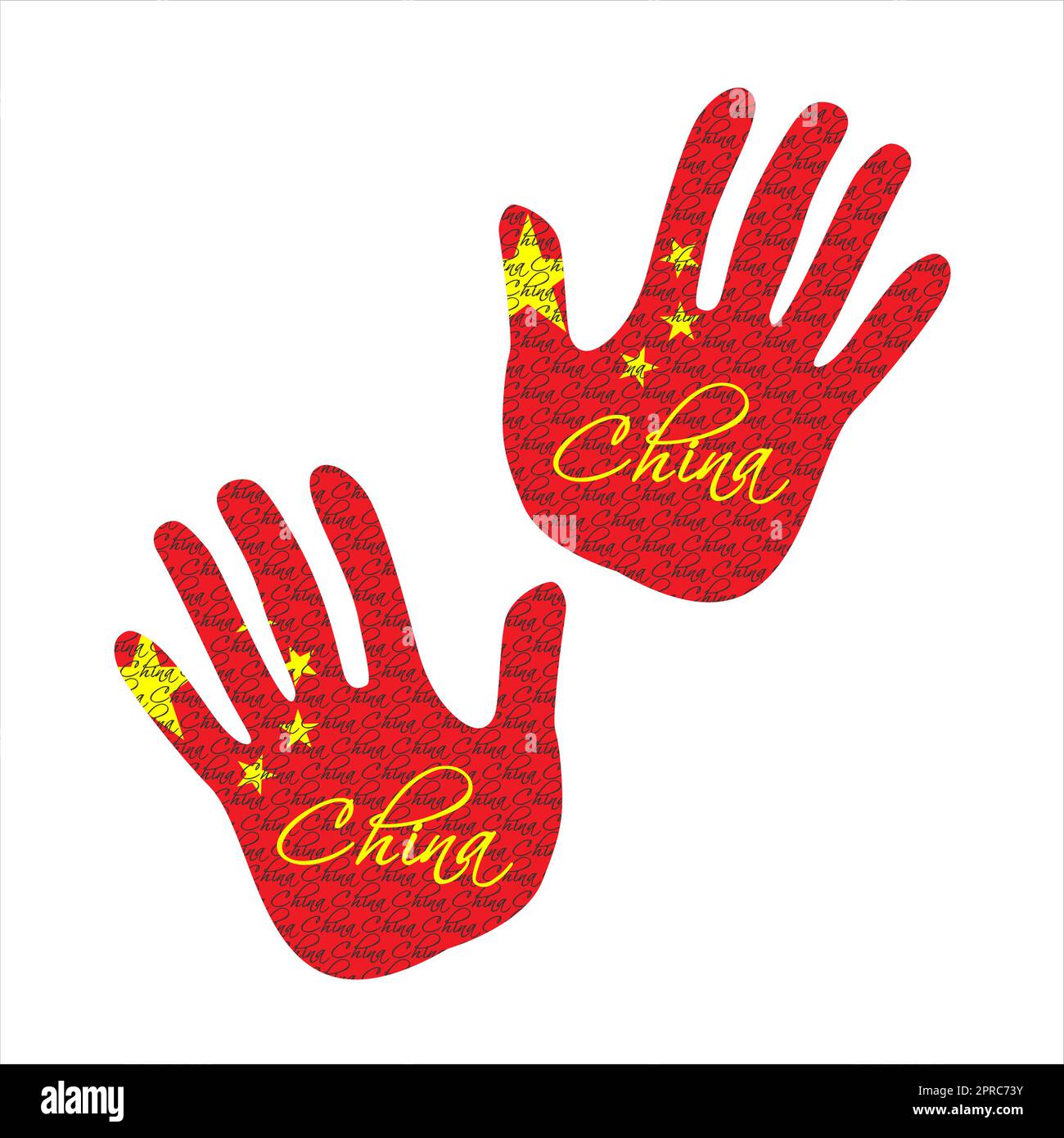 Hand drawn vector illustration with China flag pattern great for poster ...