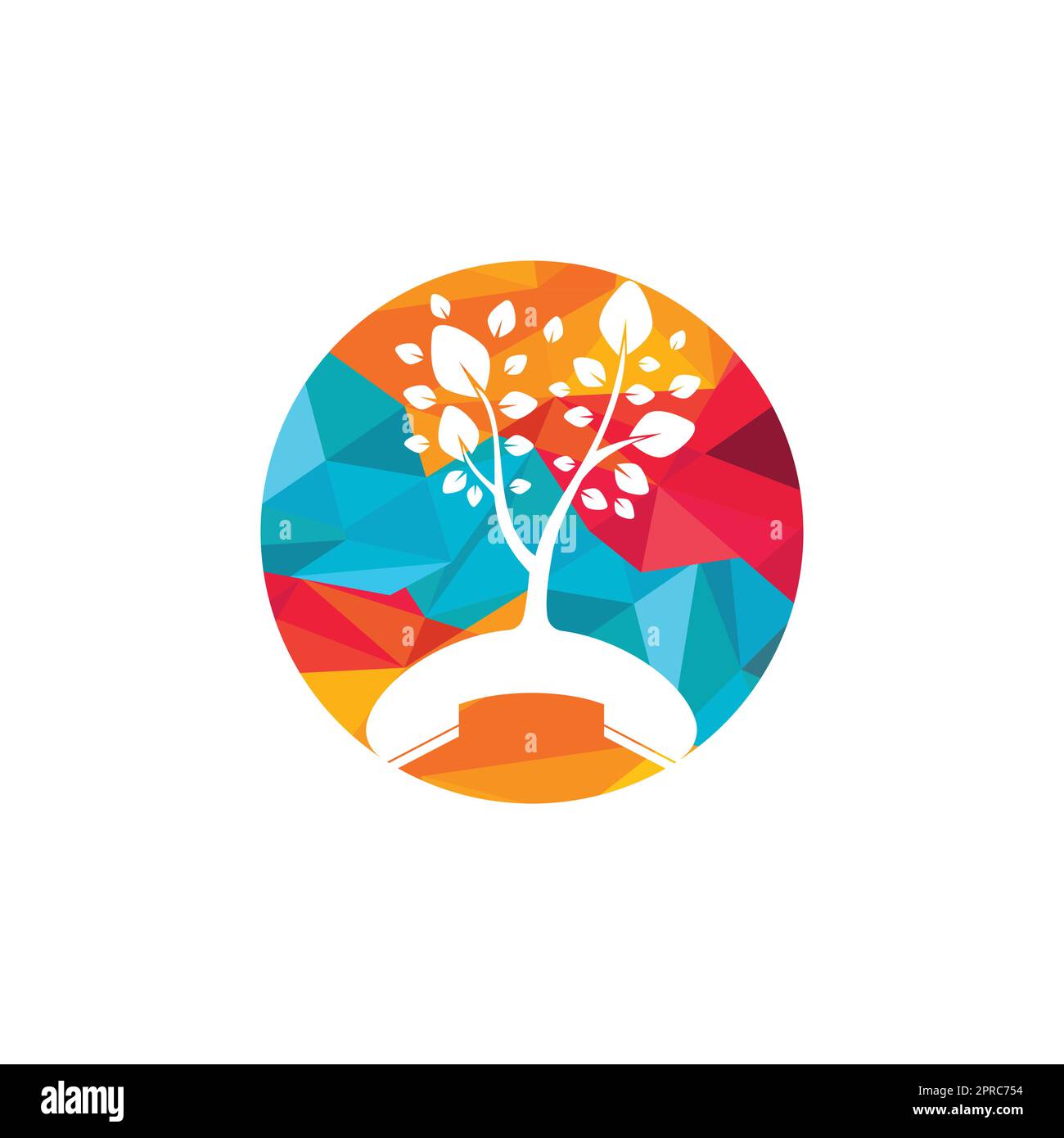 Nature call vector logo design. Handset tree icon design template Stock ...