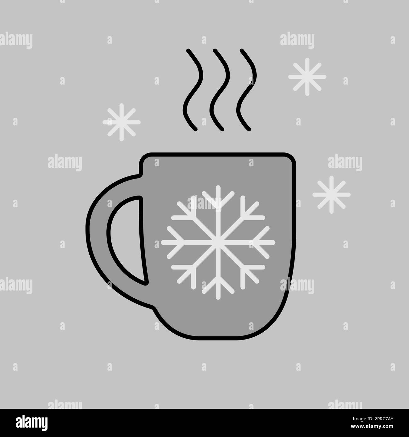 Christmas hot coffee in cup vector grayscale icon Stock Vector Image ...