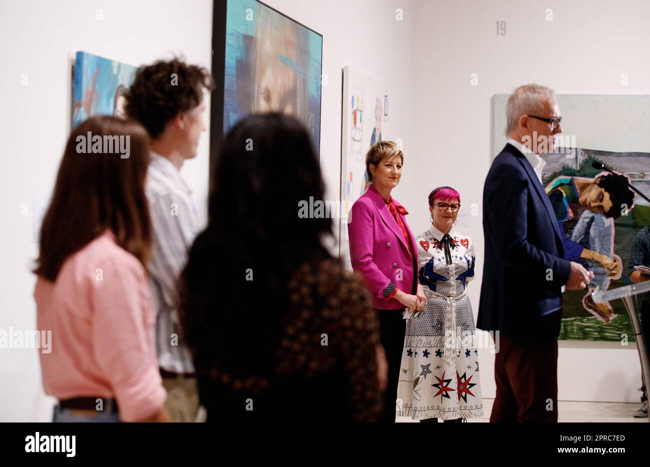 Artist Andrea Huelin and with comedian Cal Wilson and her Archibald ...