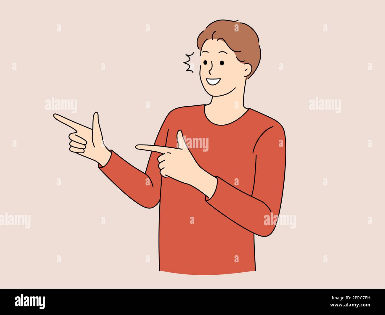 Smiling man point with fingers aside Stock Vector Image & Art - Alamy