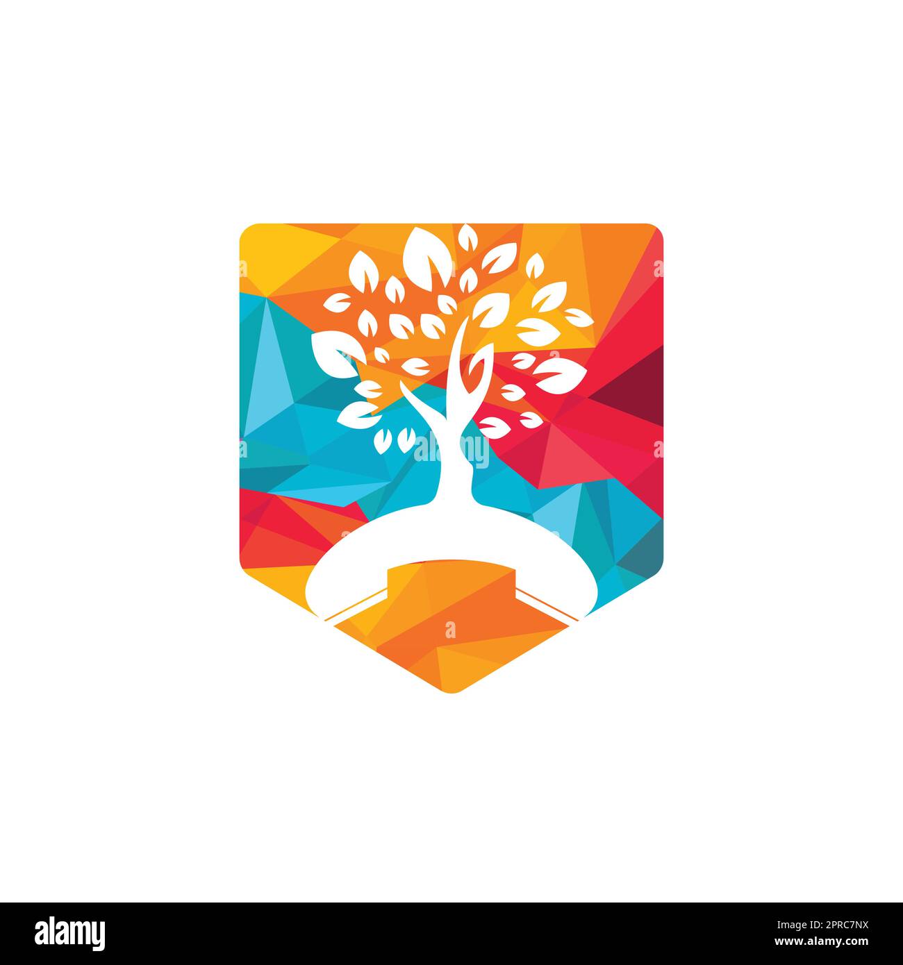 Nature call vector logo design. Handset tree icon design template Stock ...