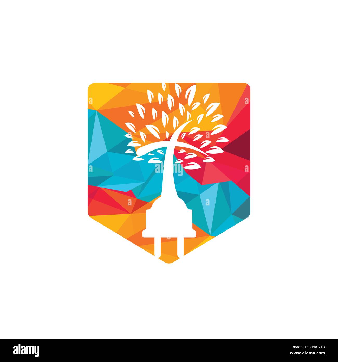 Tech church logo concept. Cord and church tree icon logo design Stock ...