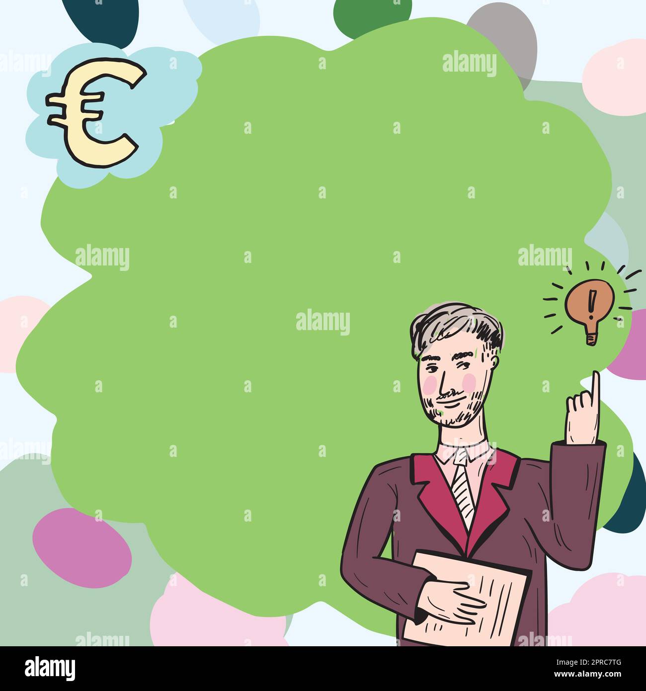 Businessman Thinking Important Informations With Euro Sign And ...