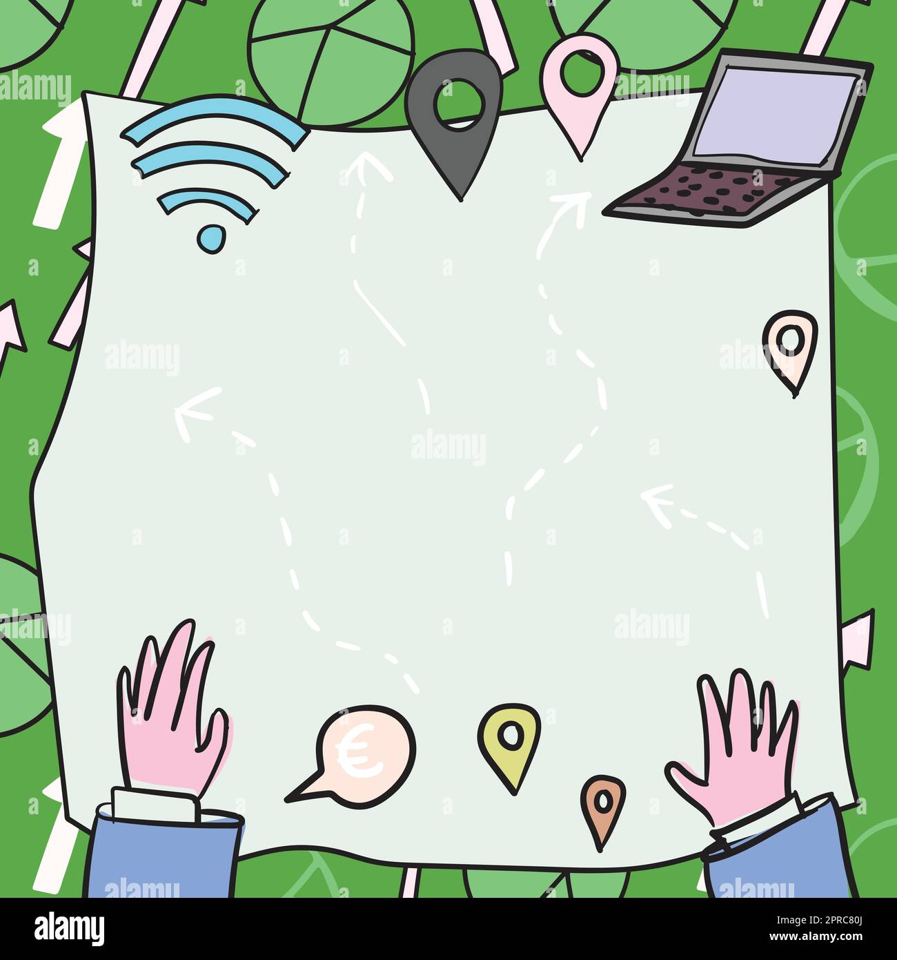 Hands On Blueprint With Routes And Ways Leading To Wireless Internet ...