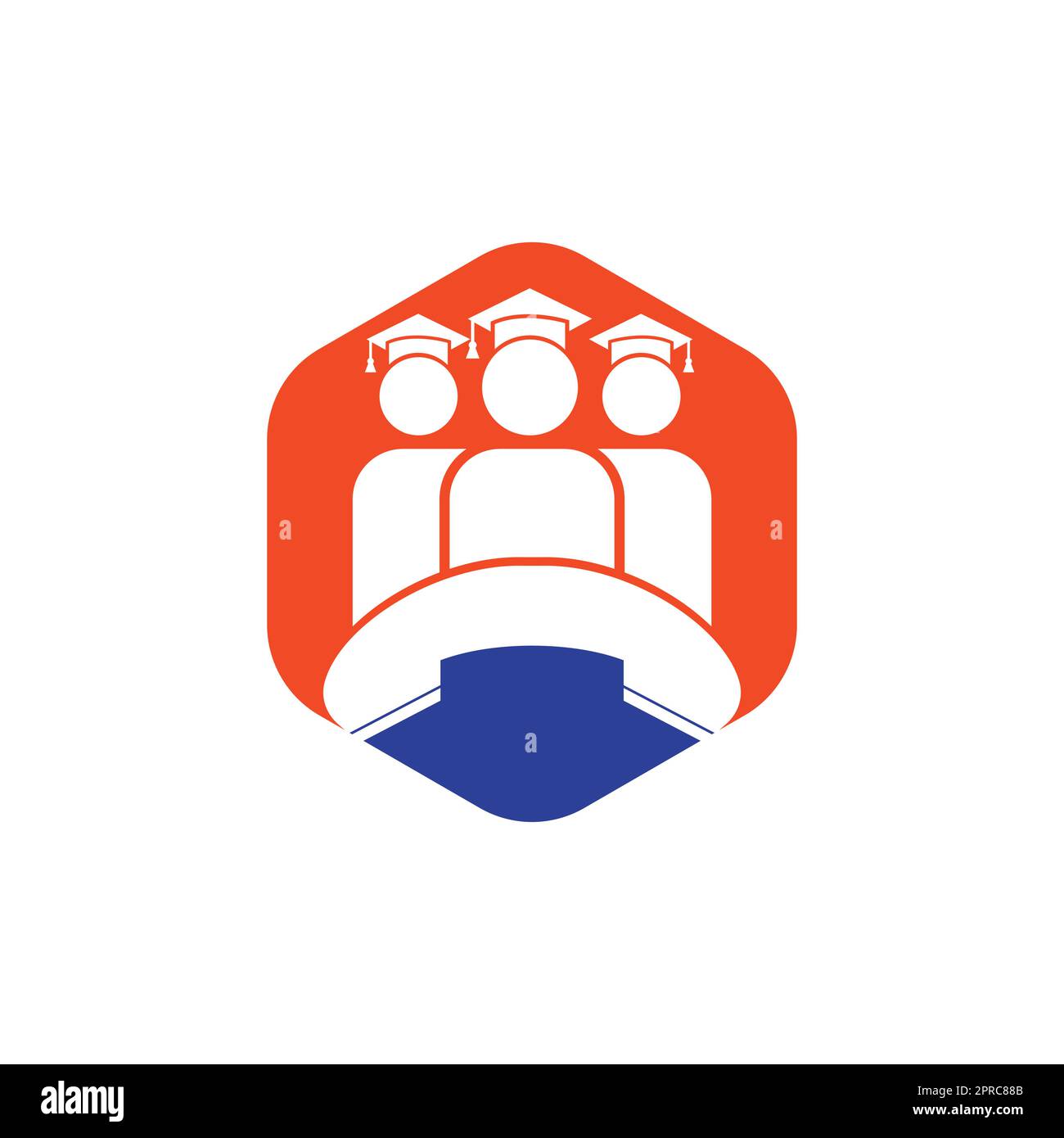 Student Call vector logo design template. Students and handset icon ...