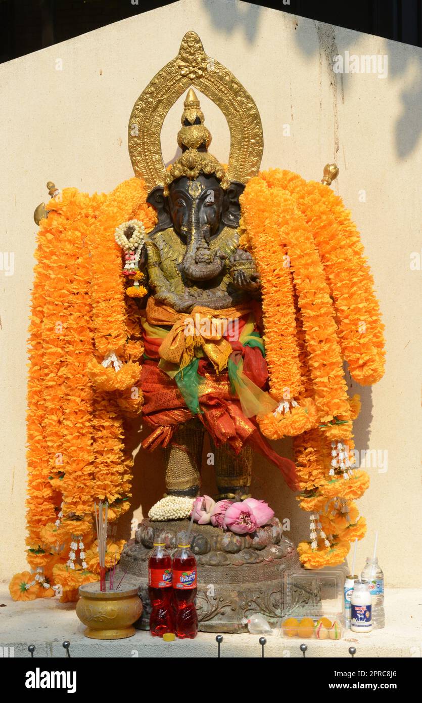 Statue of Lord Ganesha in a small temple on Sukhumvit Road in Bangkok ...