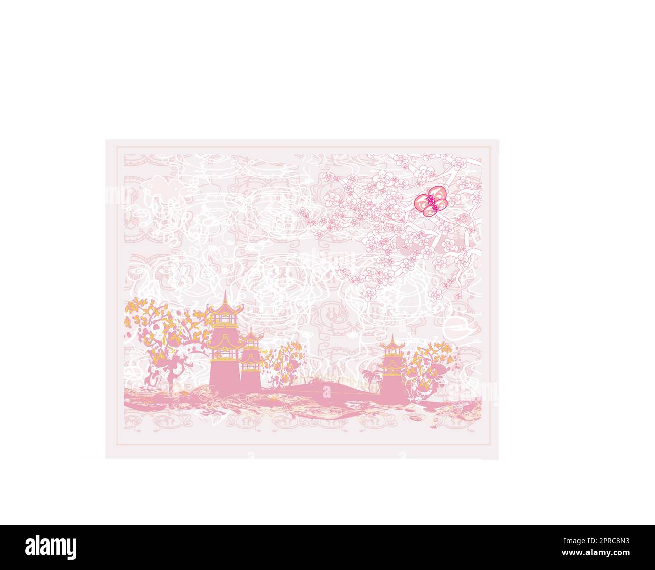 Chinese landscape - abstract ancient buildings Stock Vector Image & Art ...