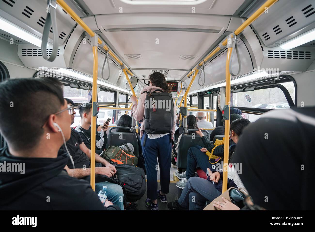 packed bus crowded standing room only Stock Photo - Alamy