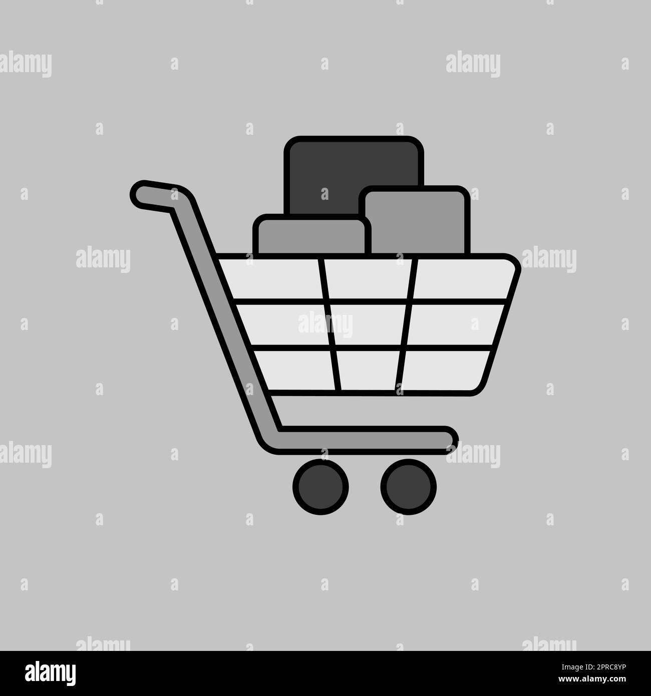 Shopping cart with boxes grayscale icon Stock Vector Image & Art - Alamy