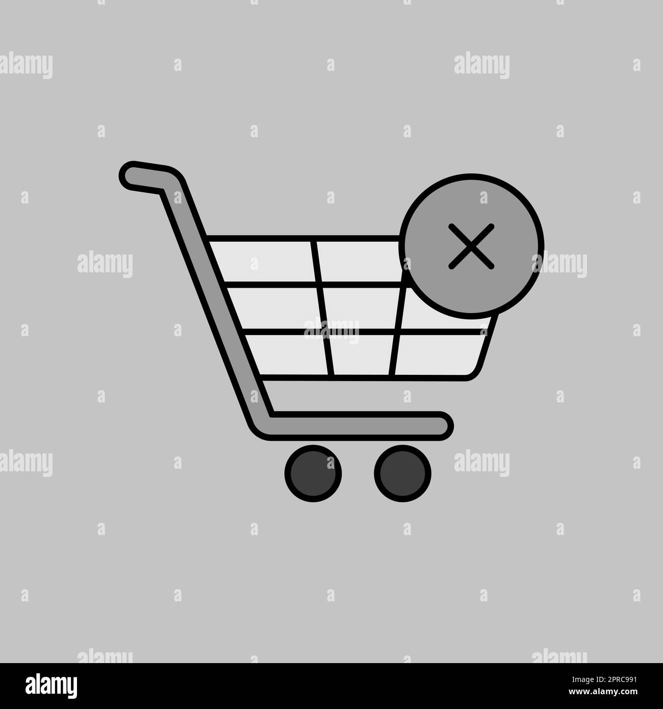Shopping cart with cross sign grayscale icon Stock Vector Image & Art ...