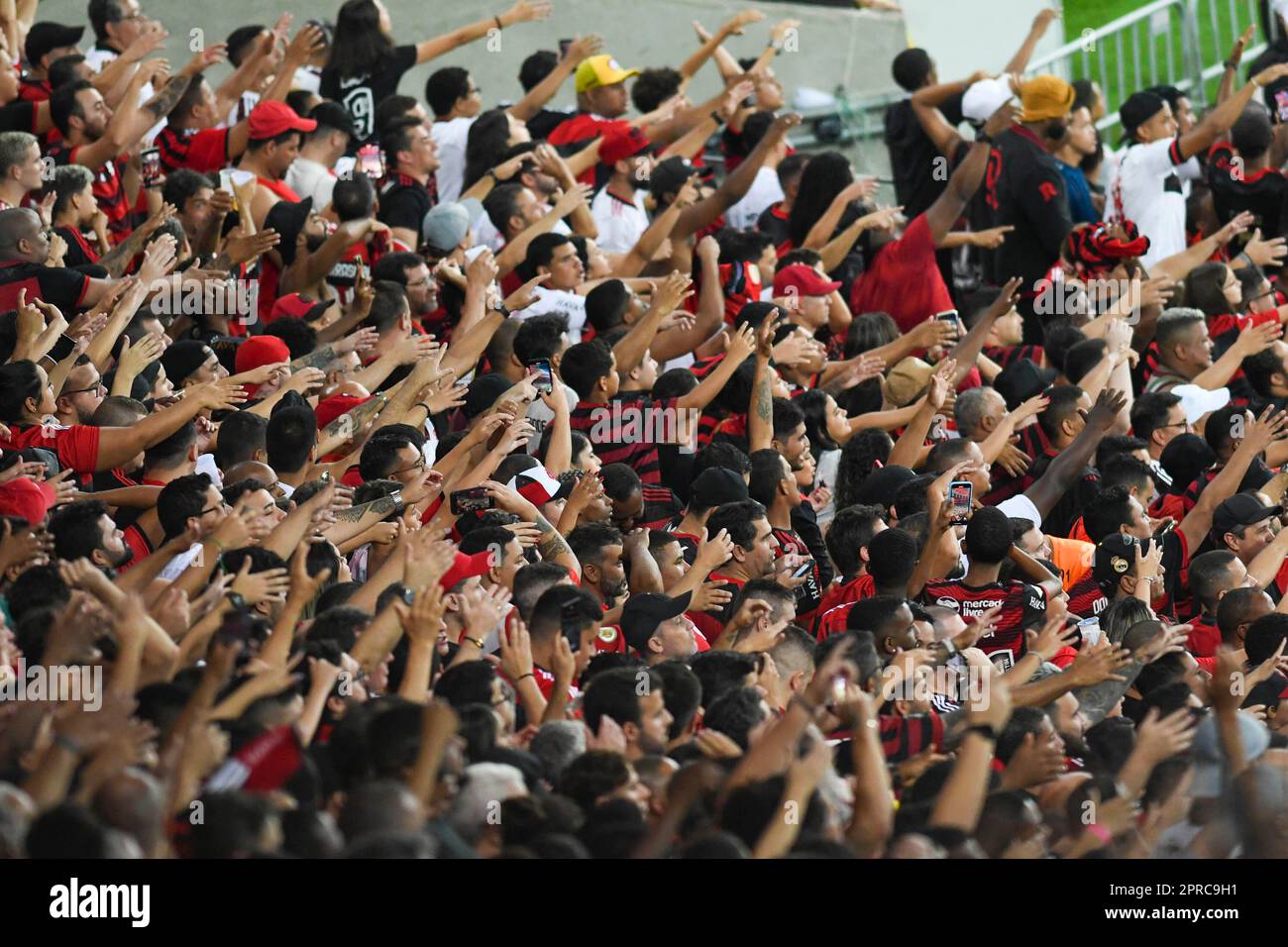 Rio De Janeiro, Brazil. 26th Apr, 2023. Fans during Flamengo x Maringá ...