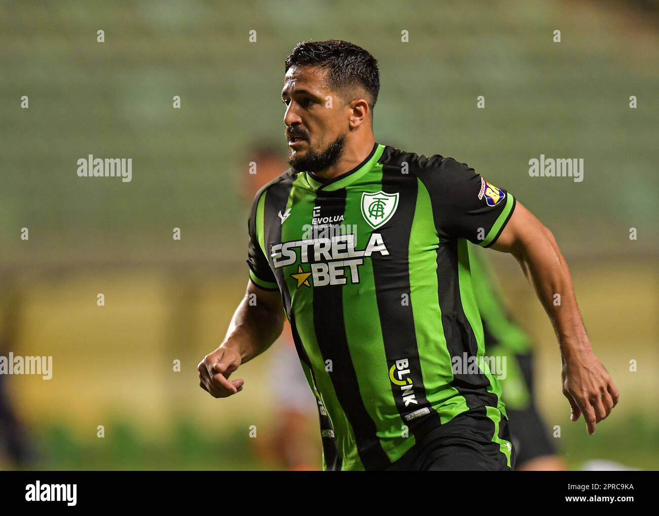 Belo Horizonte, Brazil, 26th Apr, 2023. Aloisio Boi Bandido of America Mineiro, during the match ...