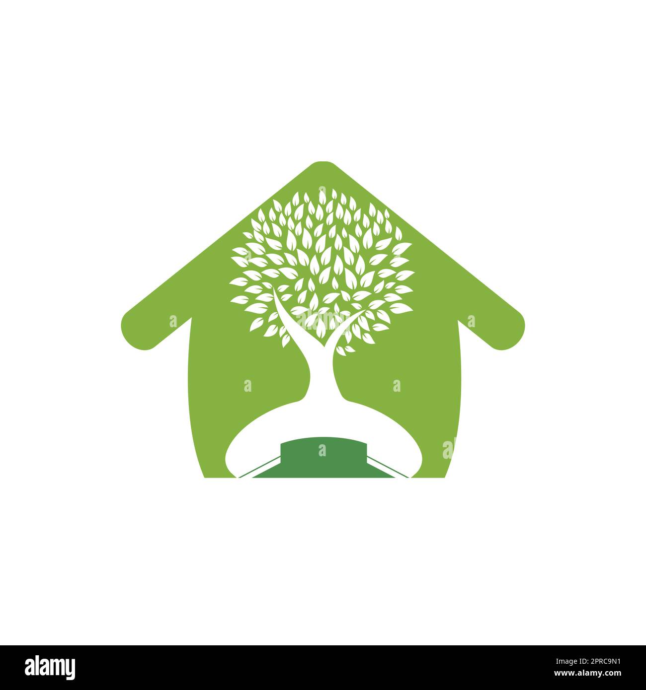 Nature call vector logo design. Handset tree with home icon design ...