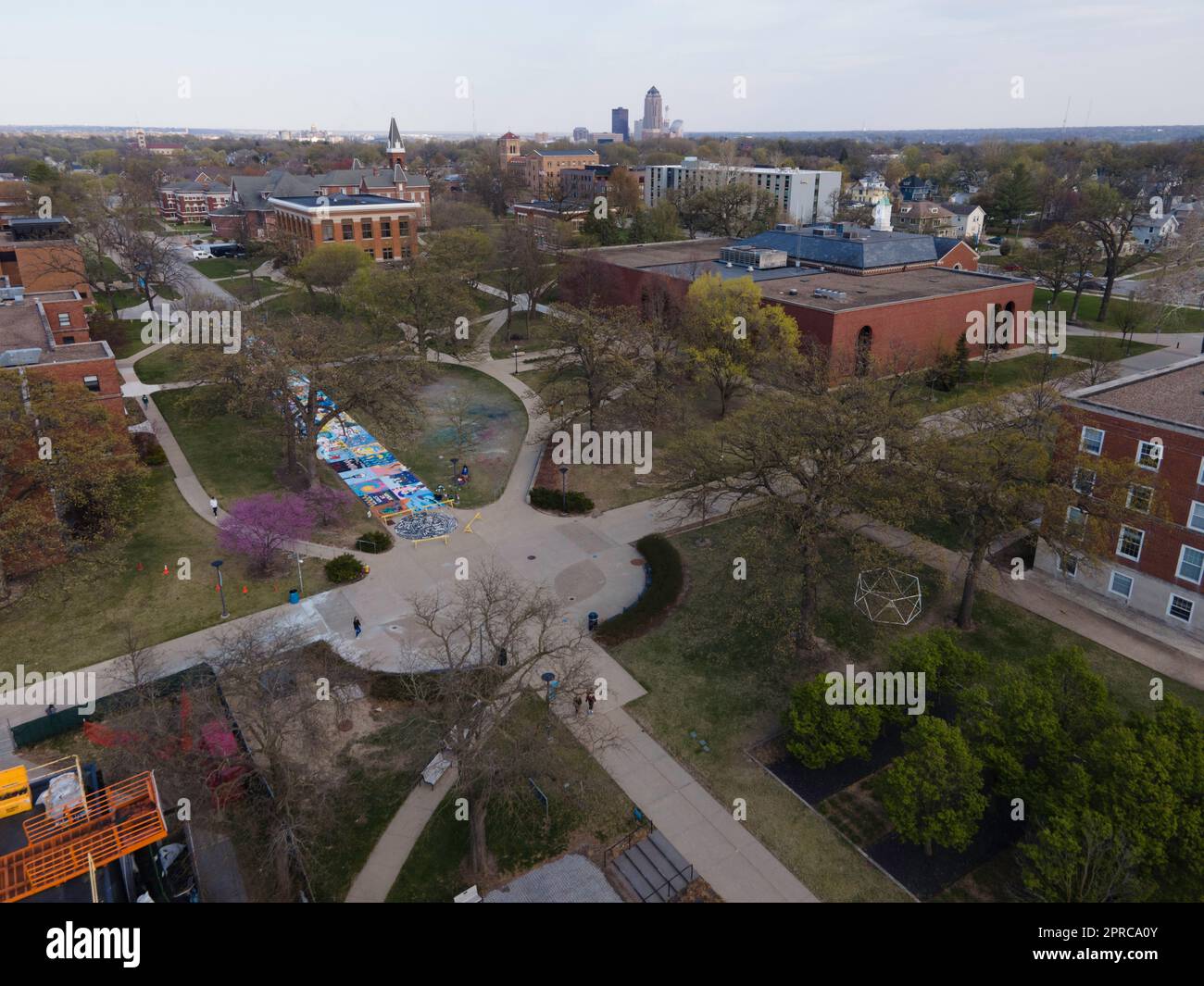 Aerial photograph of Drake University on a beautiful spring evening ...