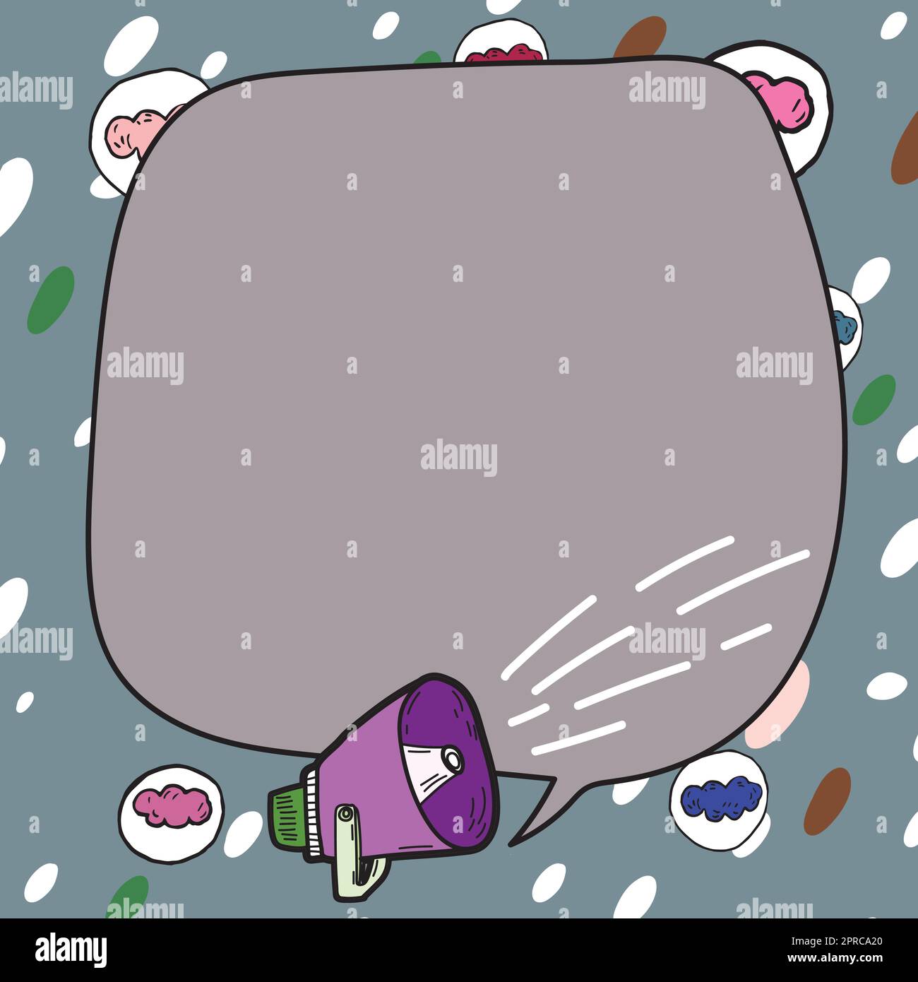 Poster decorated with speech symbols on edges representing speaker ...