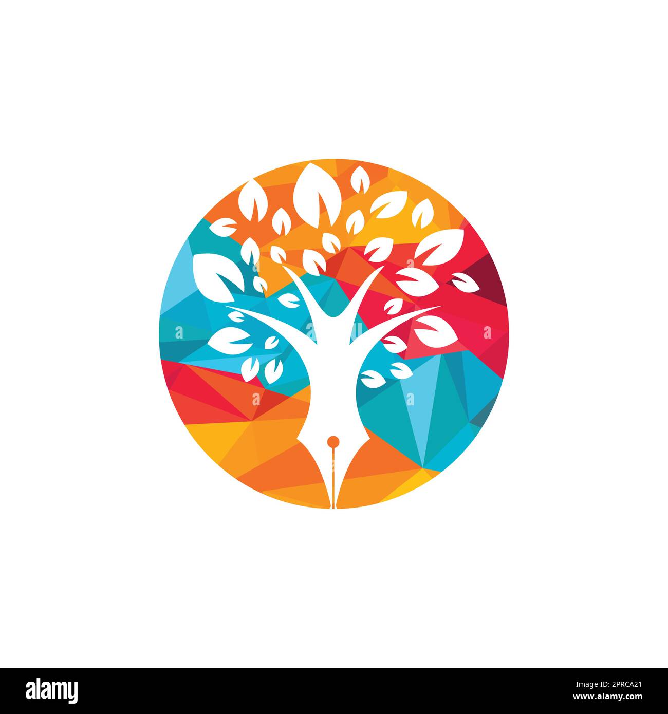 Tree pen vector logo design template. Writer and nature logo concept ...