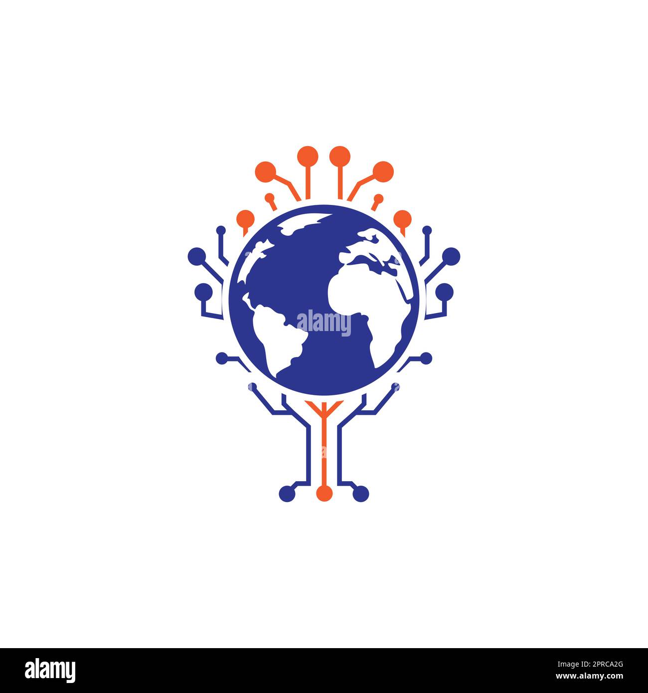 World tech vector logo design template. Globe and tech tree icon design ...