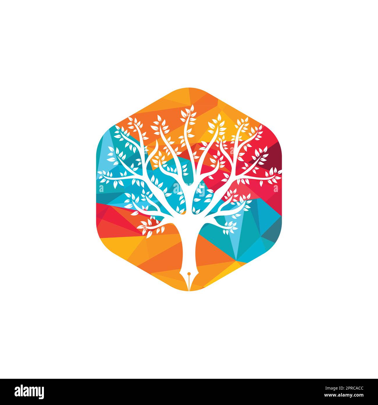 Tree pen vector logo design template. Writer and nature logo concept ...
