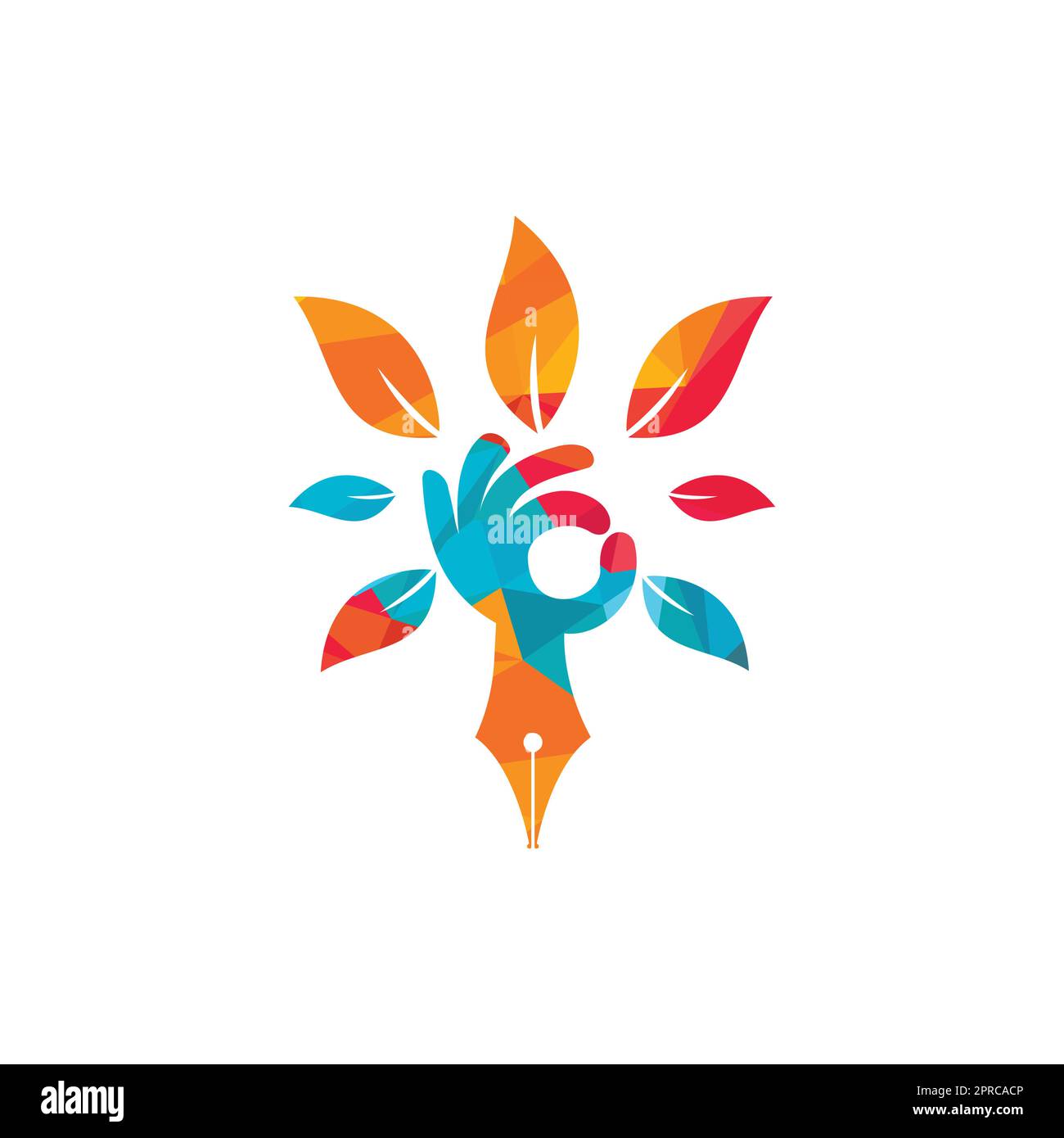 Education insurance and support logo concept. Pen and hand tree icon ...