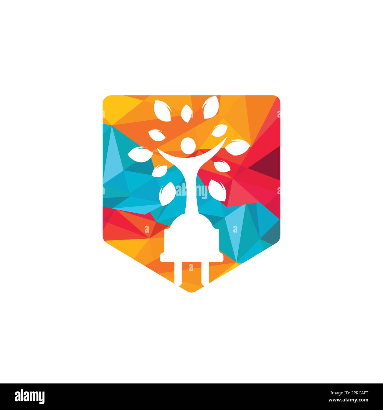 Electric cord and human tree vector logo design. Green energy ...