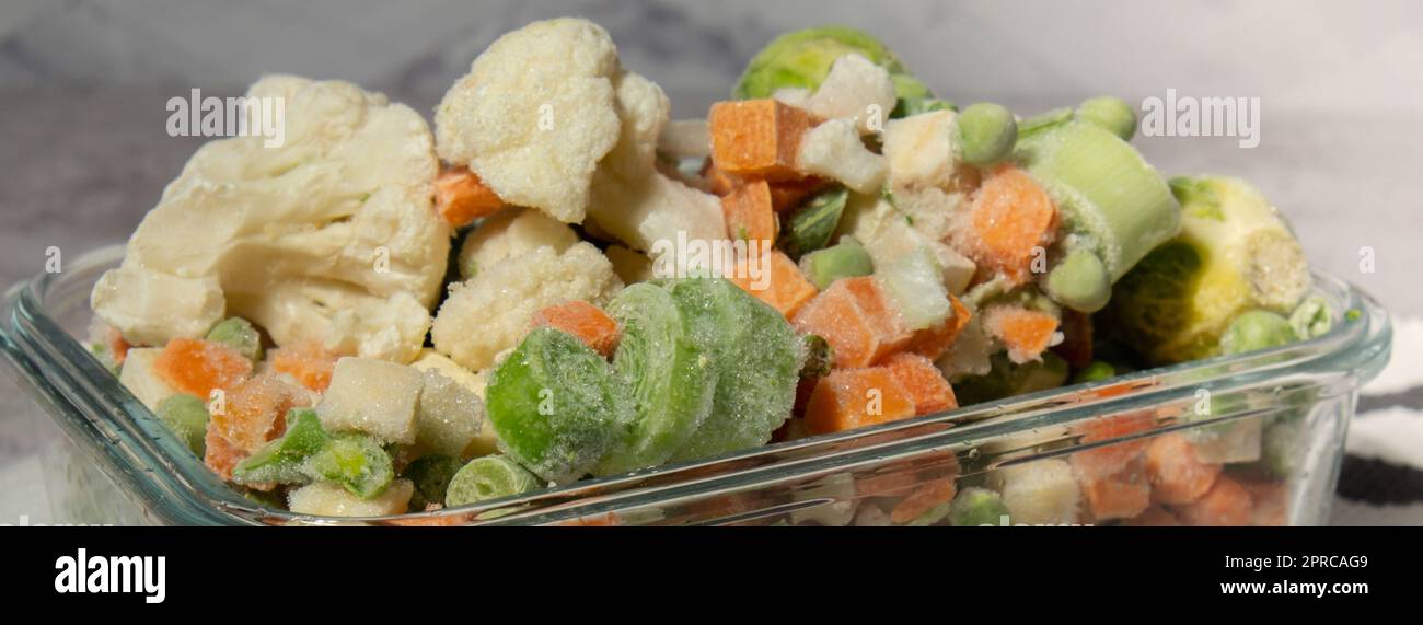 Frozen mixed vegetables for long-term storage. Deep freezing of ...