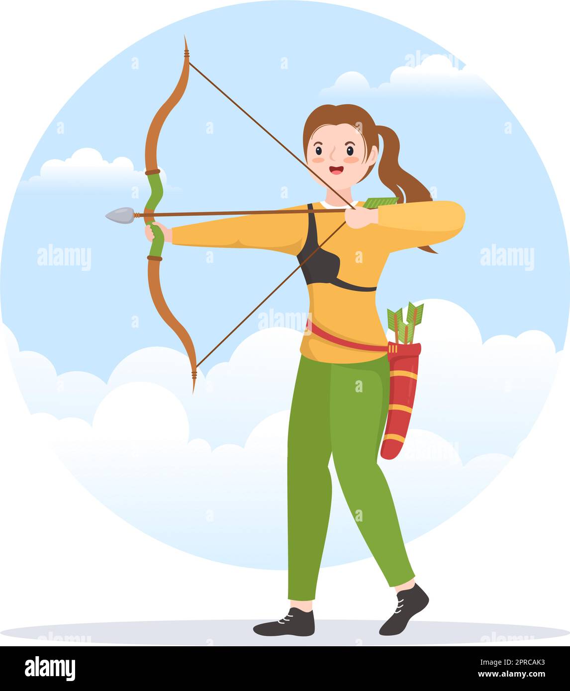 Archery Sport with Bow and Arrow Pointing at Target for Outdoor ...