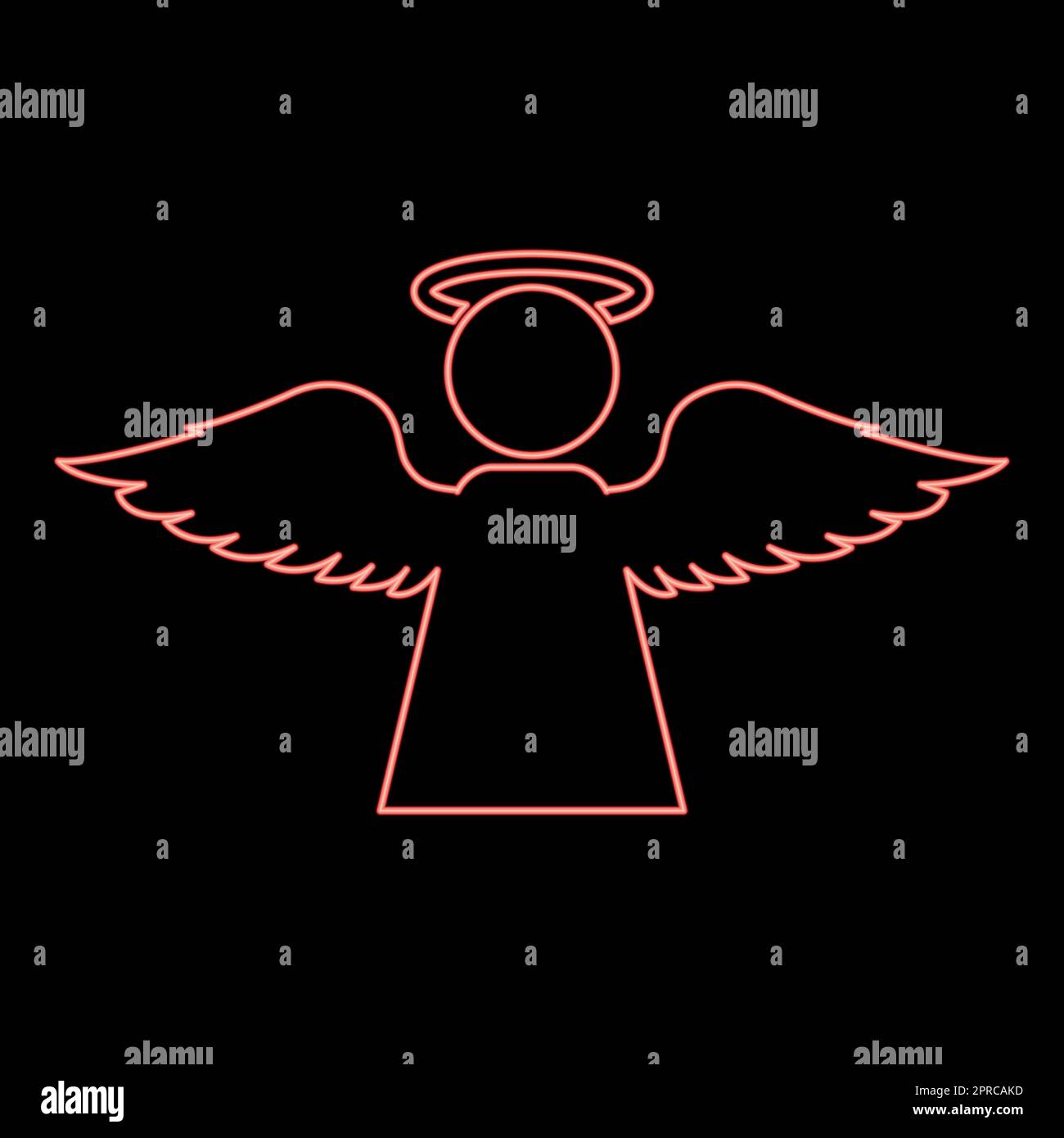 Neon angel with fly wing red color vector illustration image flat style ...