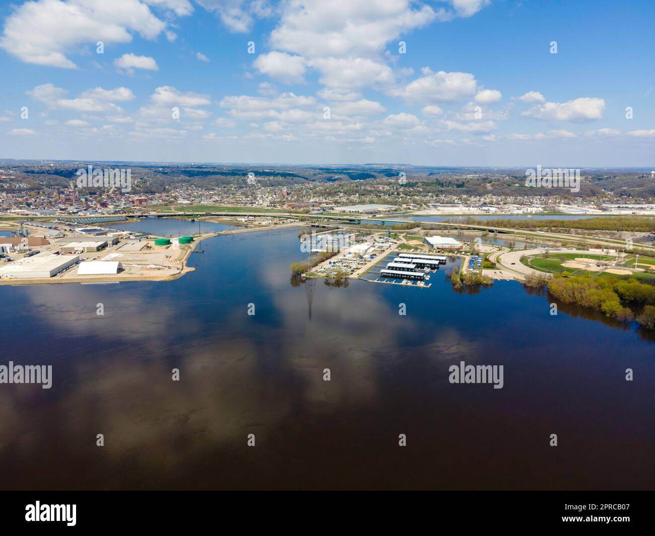 Aerial photograph of Dubuque, Iowa, USA on a beautiful spring day Stock ...