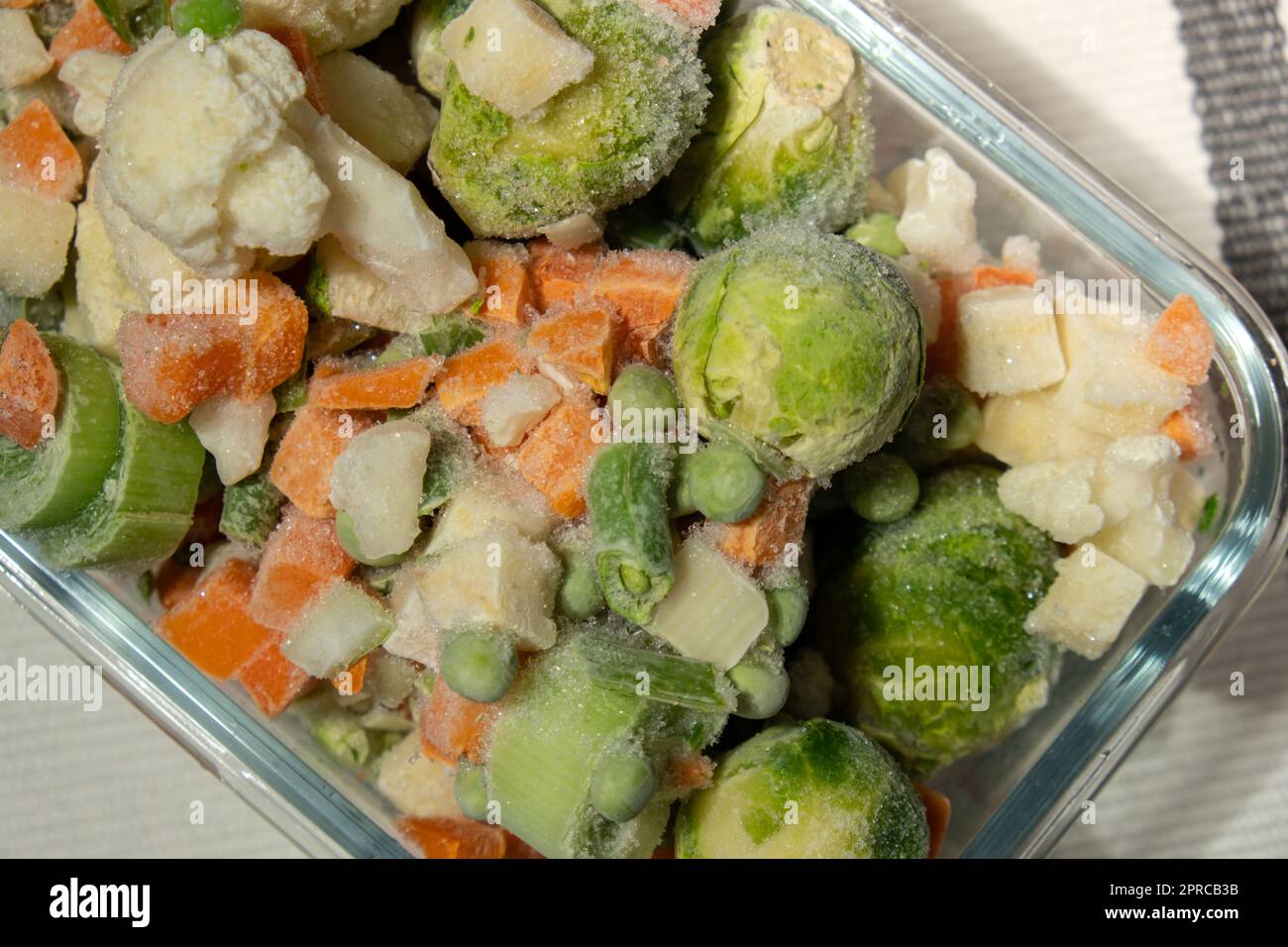 Frozen mixed vegetables for long-term storage. Deep freezing of ...