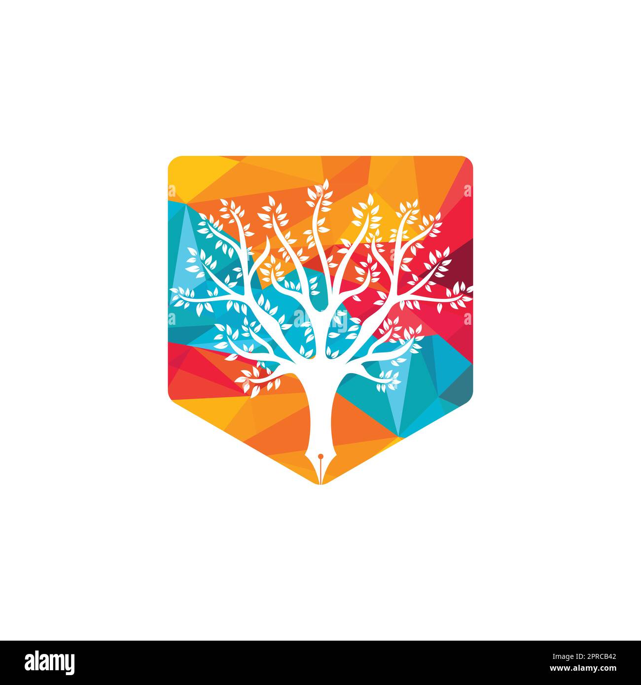 Tree pen vector logo design template. Writer and nature logo concept ...