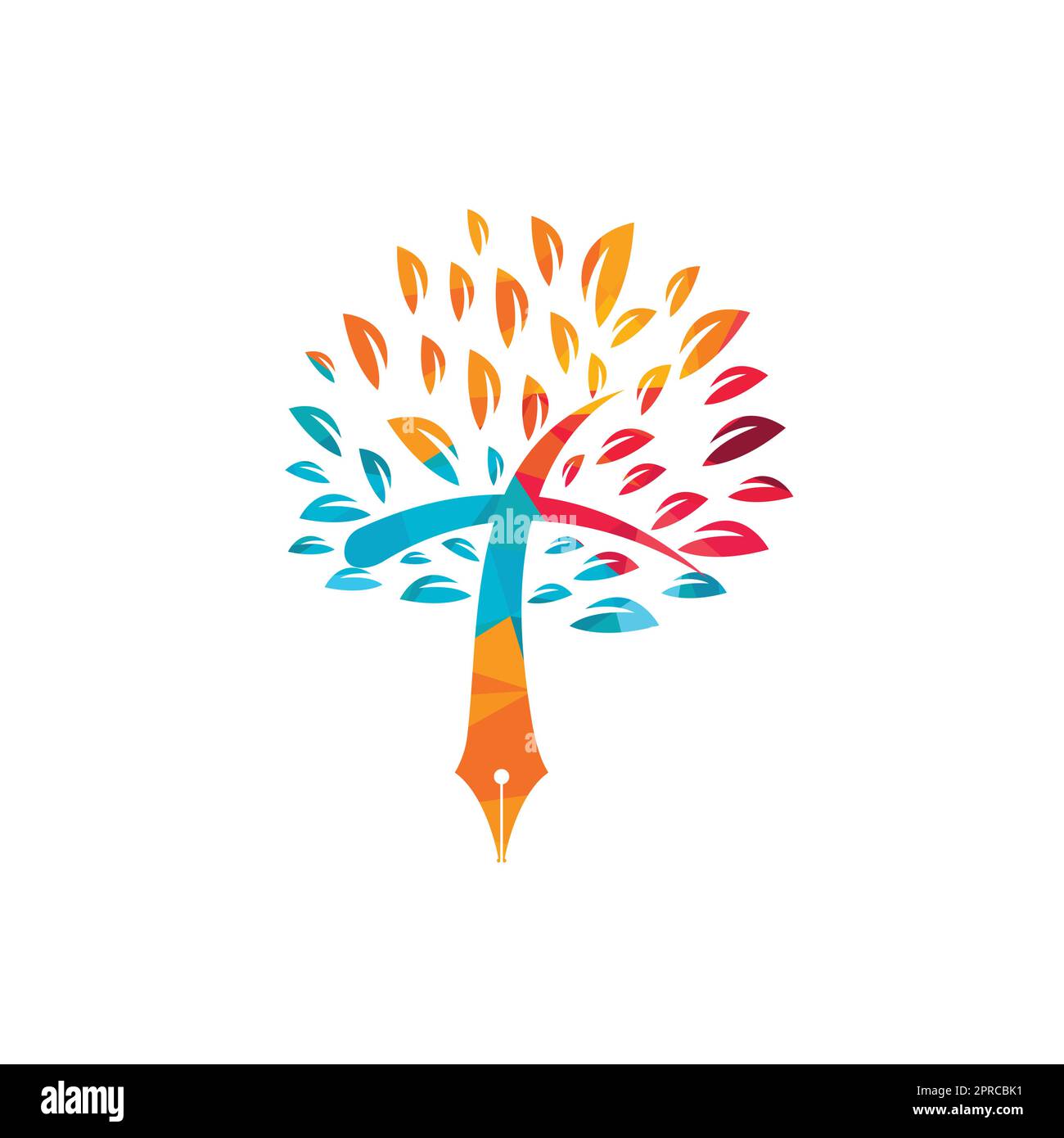 Tree pen and cross vector logo design template. Bible learning and ...