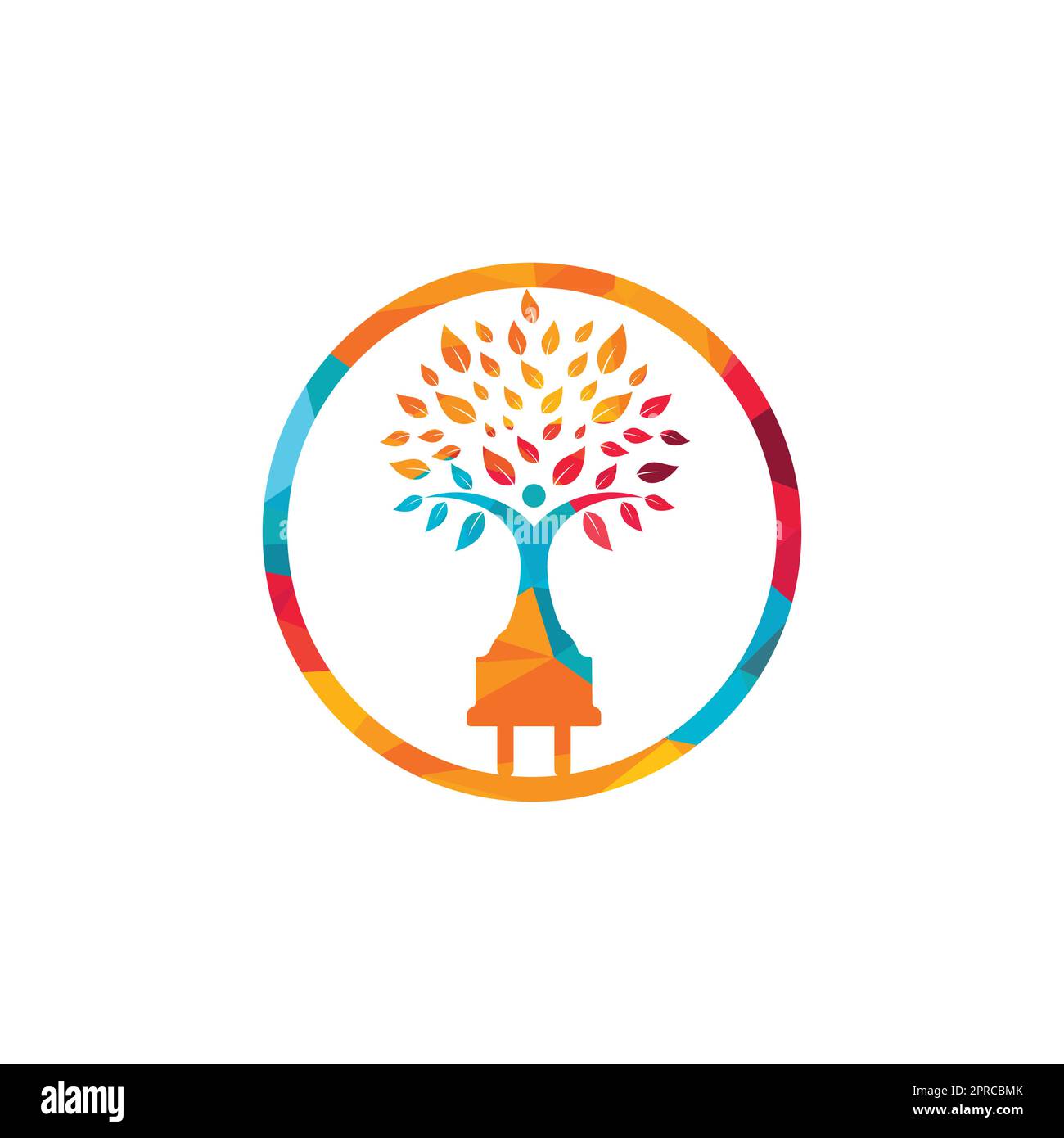 Electric cord and human tree vector logo design. Green energy ...
