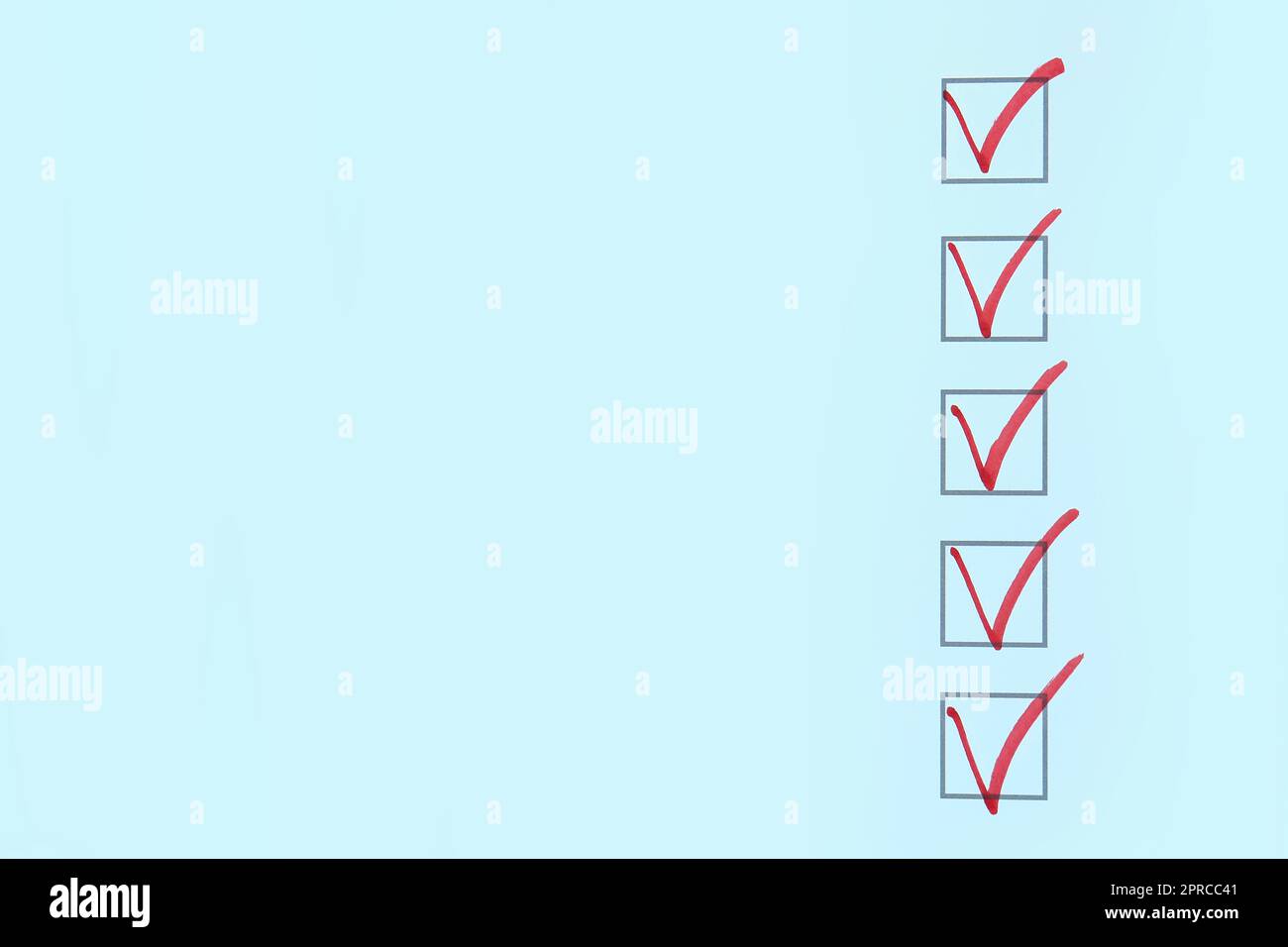 Checklist box with red marks, closeup Stock Photo - Alamy