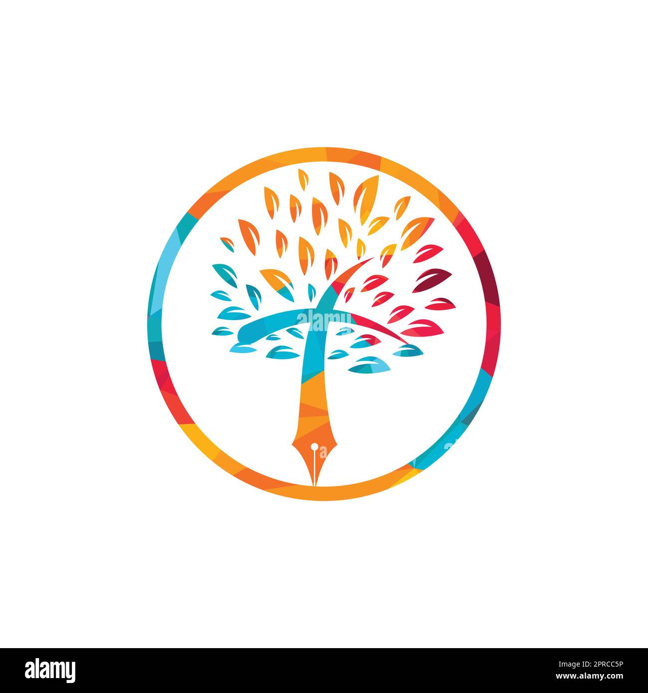 Tree pen and cross vector logo design template. Bible learning and ...