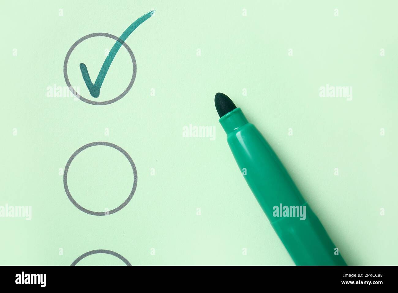 Checklist box with green marker, closeup Stock Photo - Alamy
