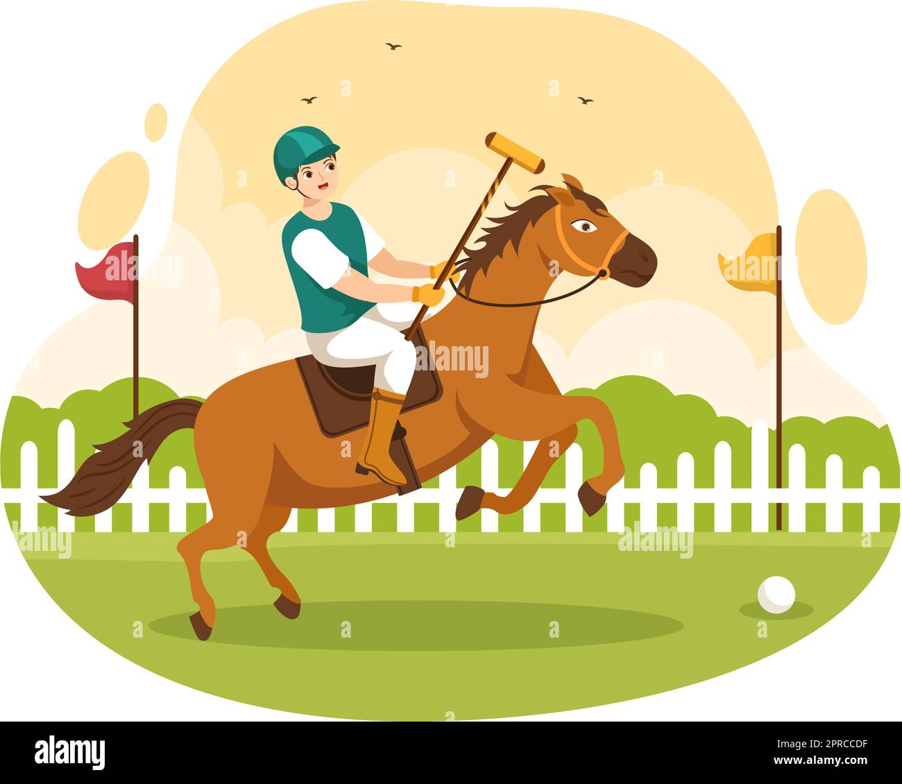 Polo Horse Sports with Player Riding Horse and Holding Stick use ...