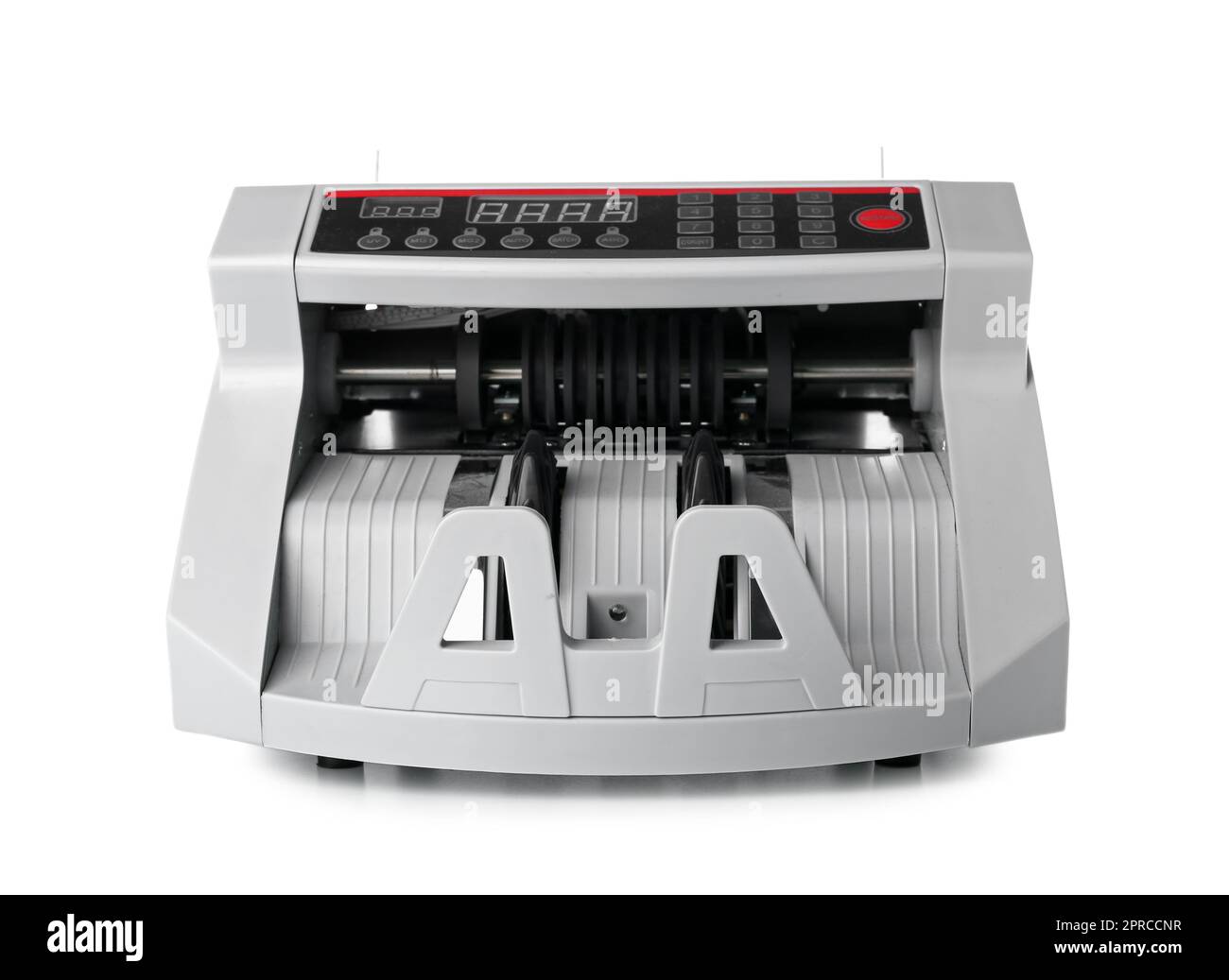 Modern cash counting machine on white background Stock Photo - Alamy