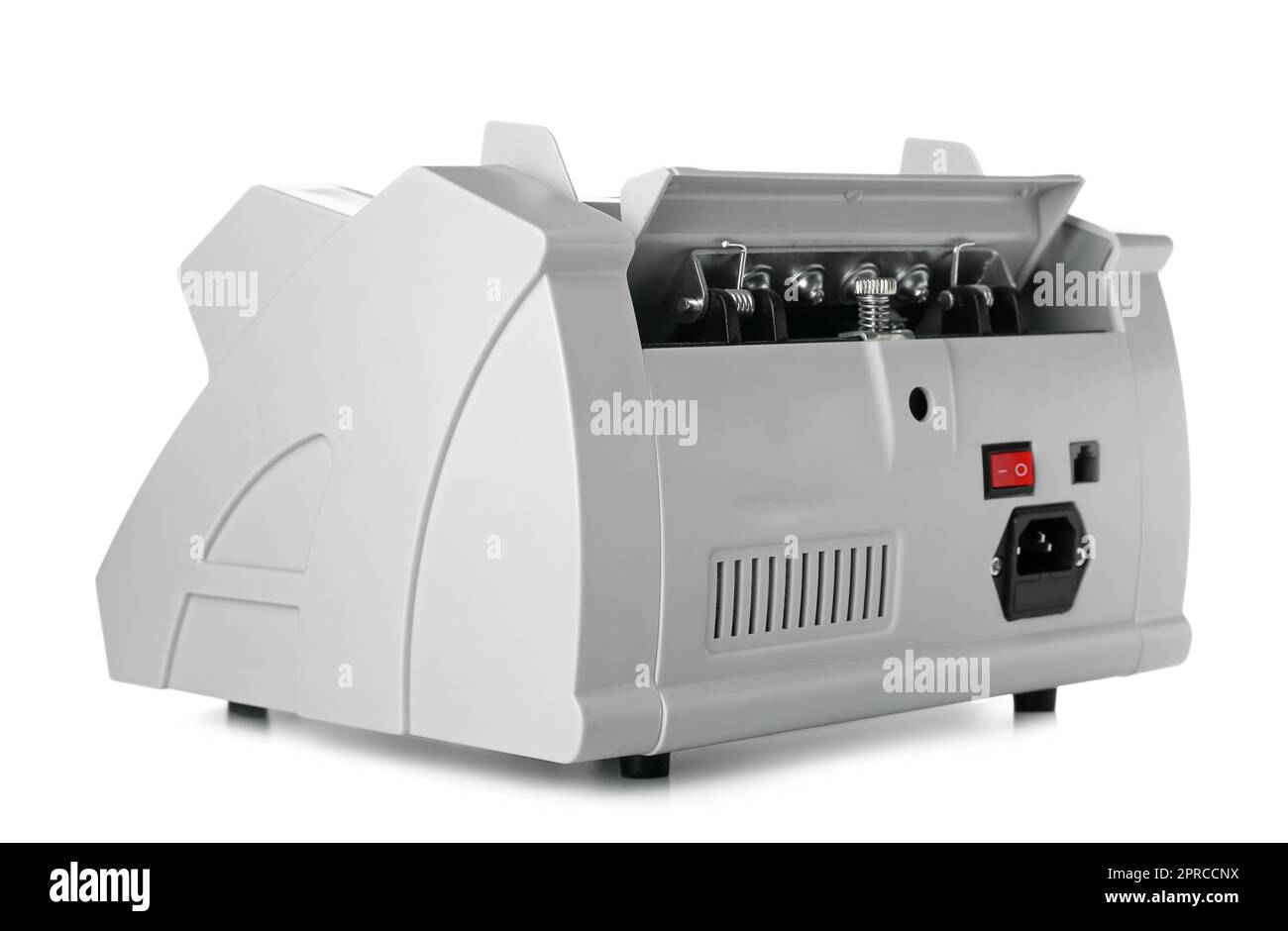 Modern cash counting machine on white background Stock Photo - Alamy