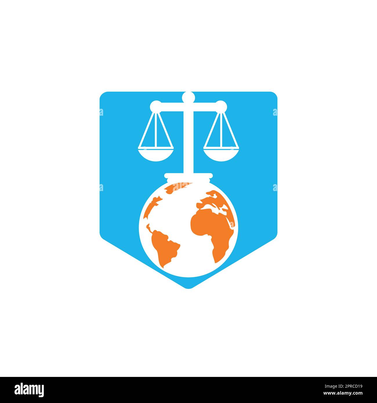 International tribunal and Supreme court logo concept. Scales on globe ...