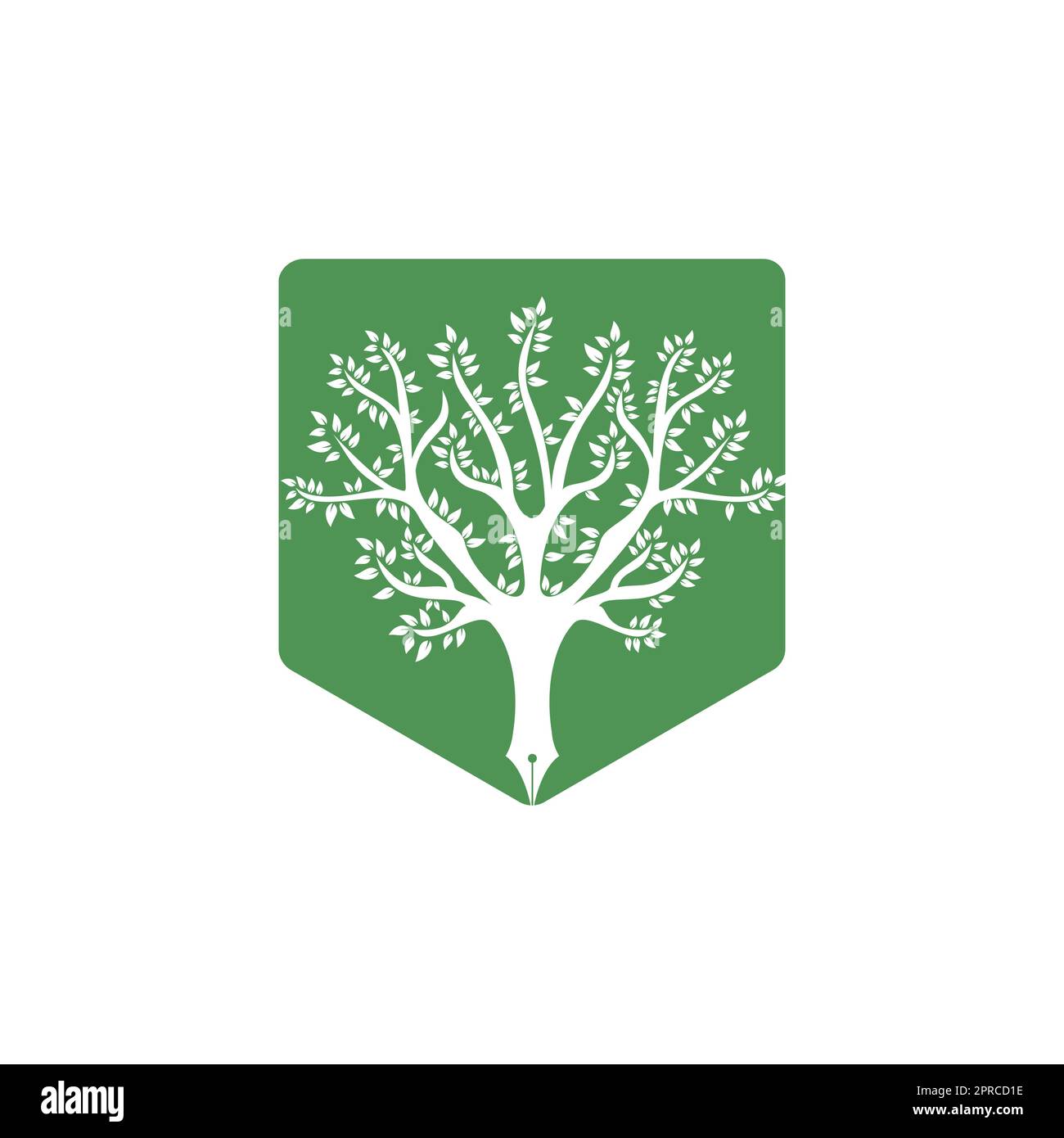 Tree pen vector logo design template. Writer and nature logo concept ...