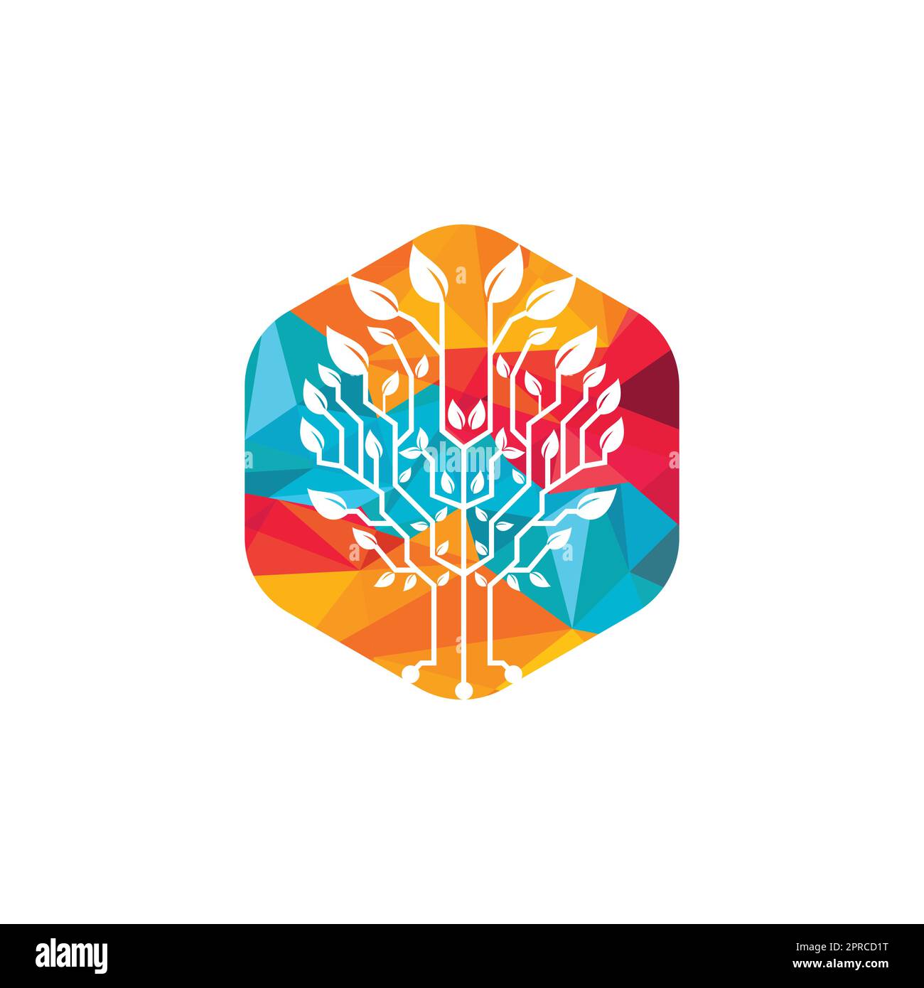 Tech tree vector logo design template. Connecting network tree icon ...