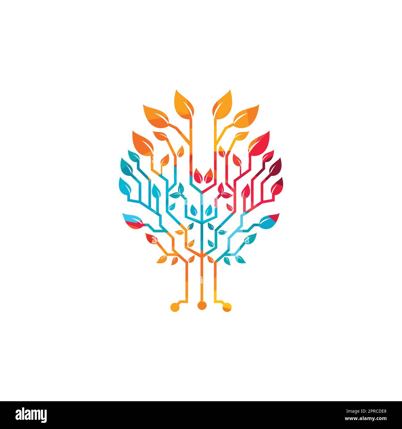 Tech tree vector logo design template. Connecting network tree icon ...